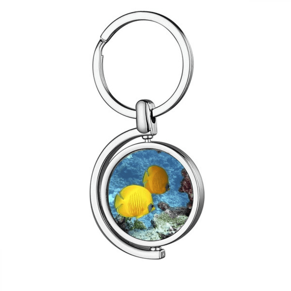 Ocean Water Fish Nature Picture Rotating Keychain Metal Keyring Holder ...