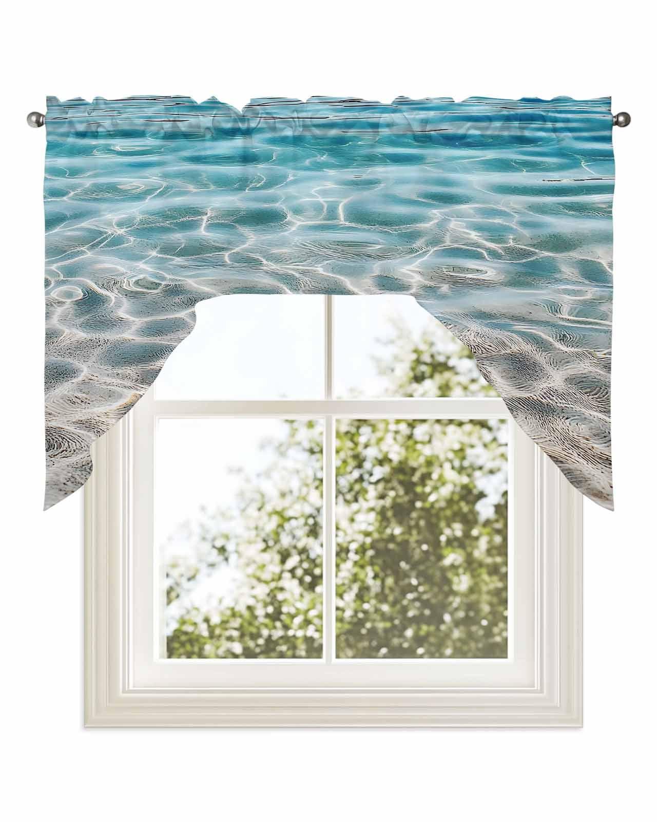Ocean Water Ripple Kitchen Curtains Swag Valance for Windows/Bathroom ...