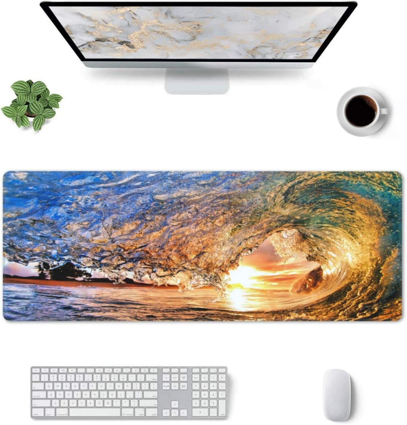 Ocean Water Sunset Gaming Mouse Pad Large Mouse Pad (31.5x11.8 Inch ...