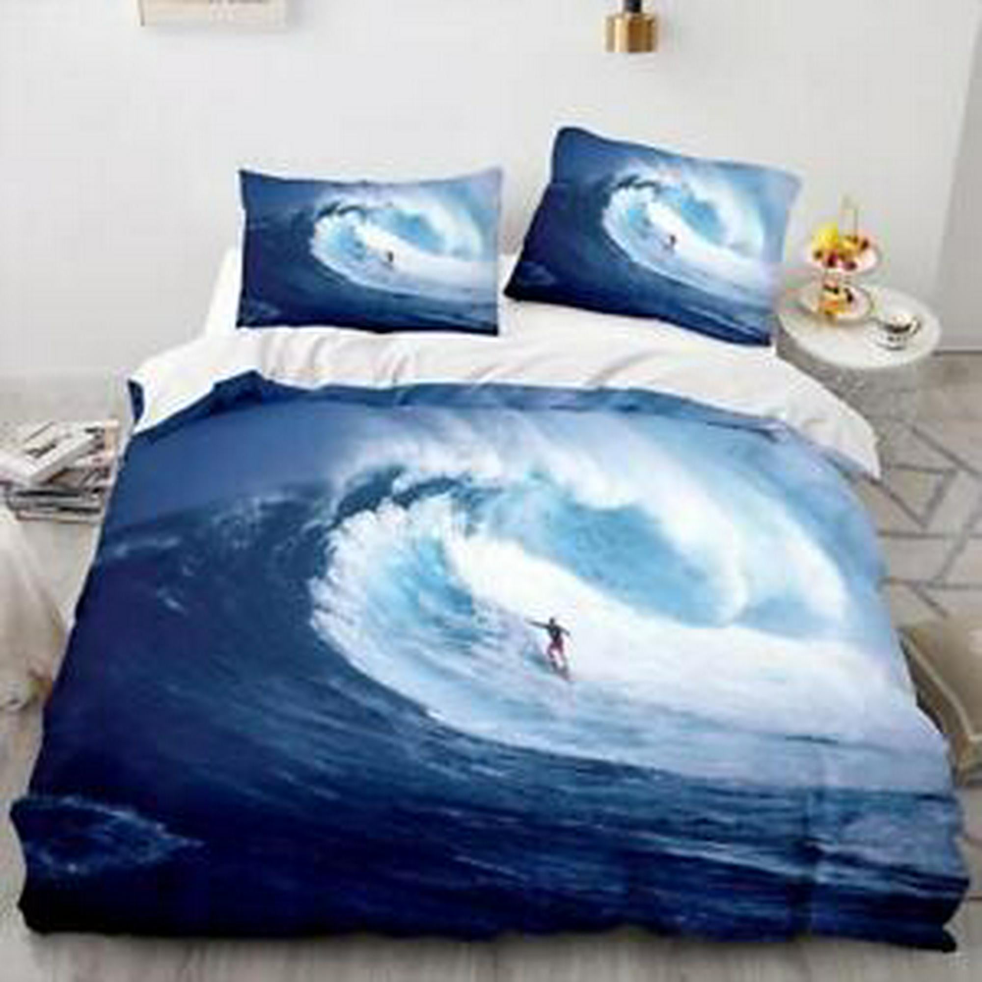 Ocean Wave 3D Printed 4 Quilt Duvet Cover Set Super King Soft Bedroom ...
