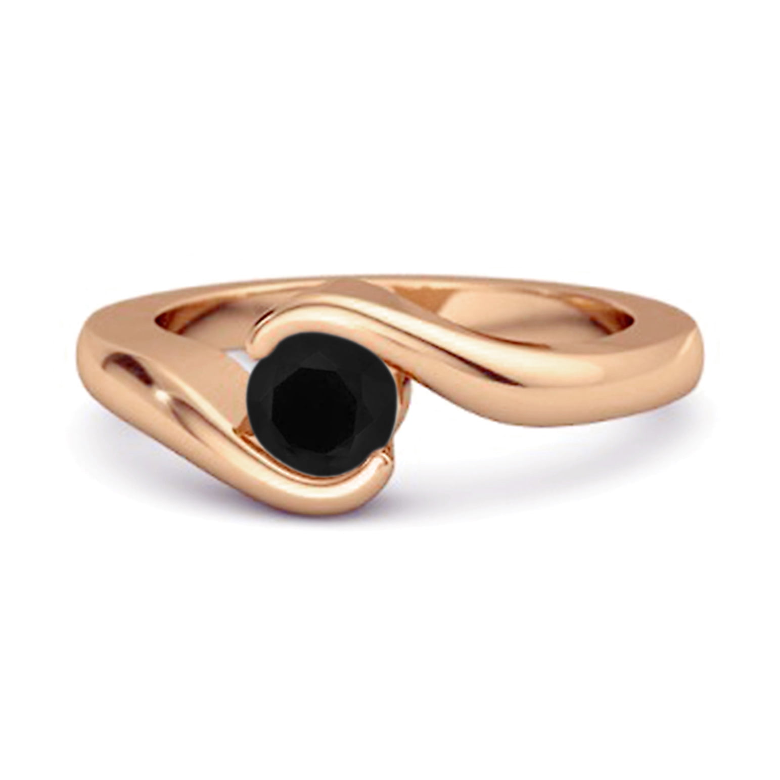Ocean Wave 925 Sterling Silver Rose Vermeil 0.10 Ctw Black Spinel ...
