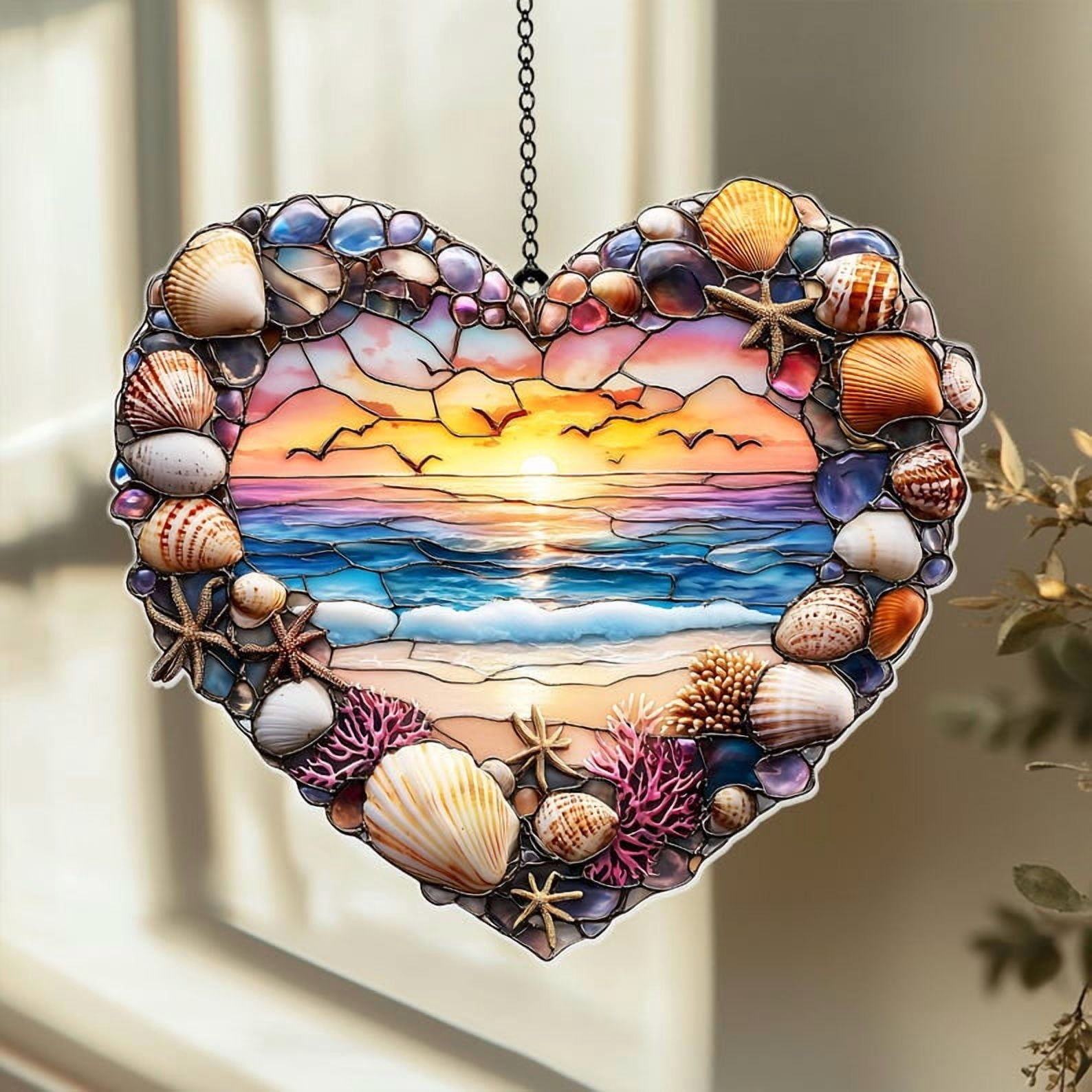 Ocean Wave Acrylic Suncatcher – Daisy and Sun Window Decor, Nature Floral Hanging for Summer ...