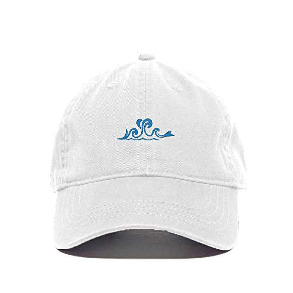 Ocean Wave Baseball Cap Embroidered Cotton Adjustable Dad Hat White ...