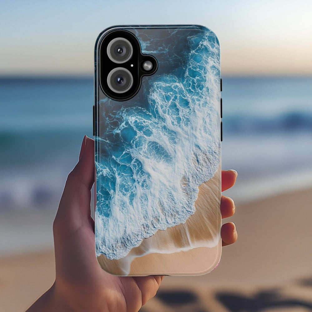 Ocean Wave Beach Sea Foam Sand Phone Case with iPhone 17 to 11 Pro Max ...