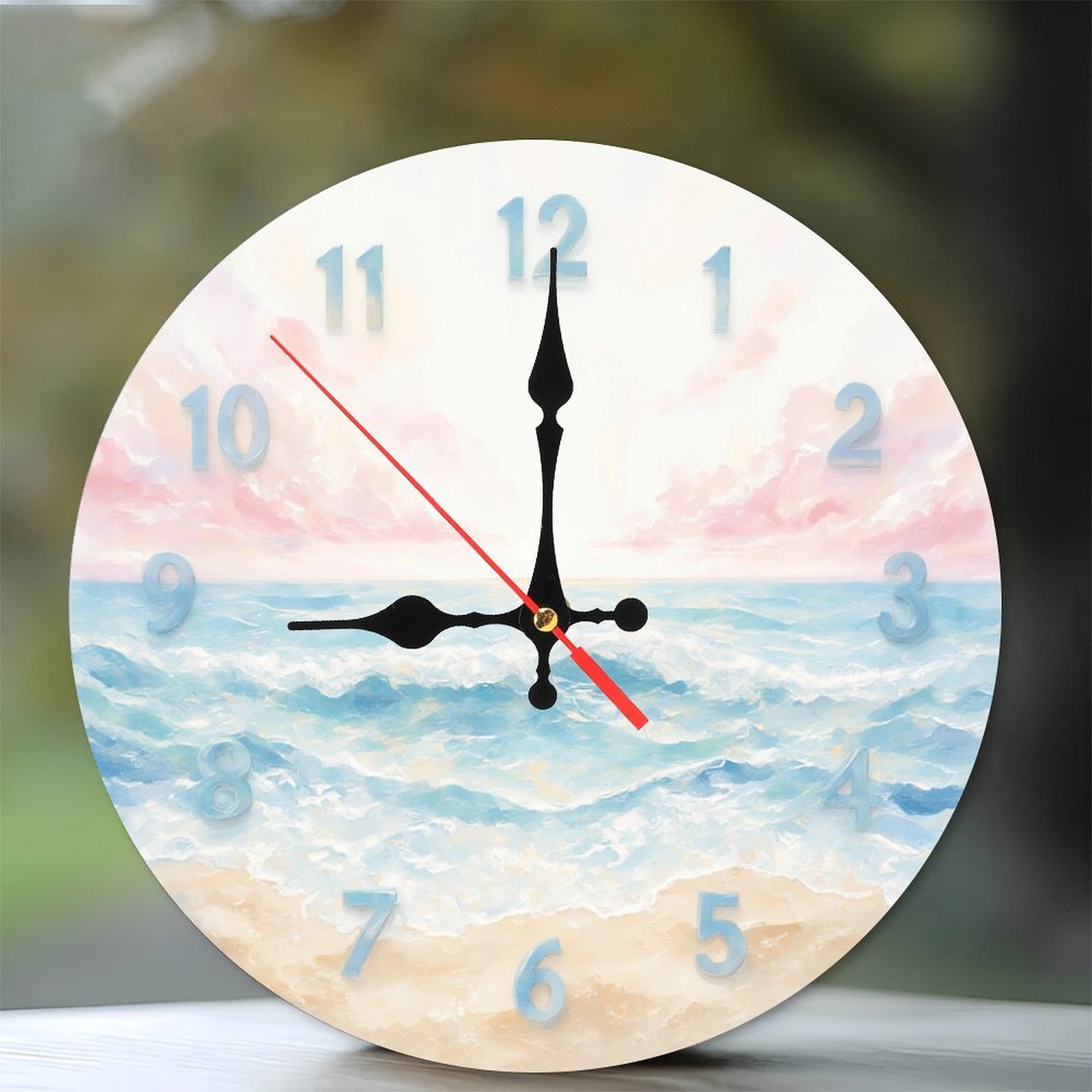 Ocean Wave Beach Sunset Wall Clock Home Decor 10-Inch Silent Wooden ...