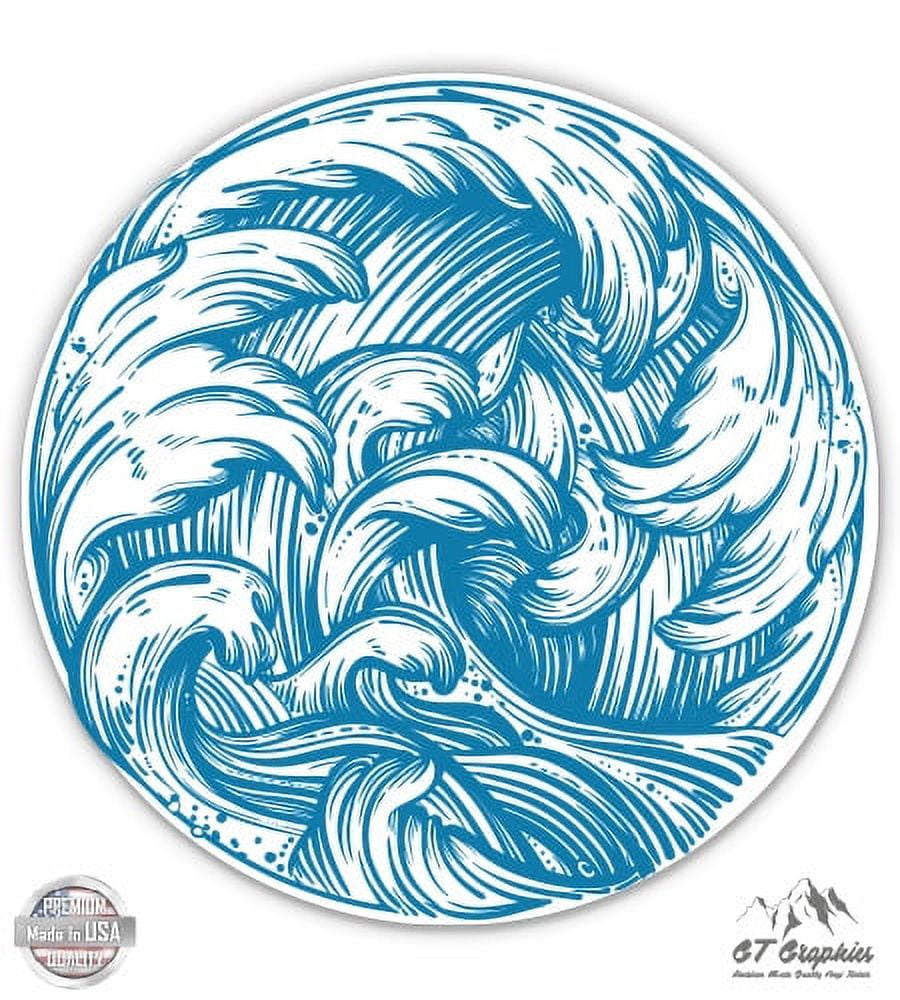Ocean Wave Beautiful - 8" Vinyl Sticker - For Car Laptop I-Pad ...