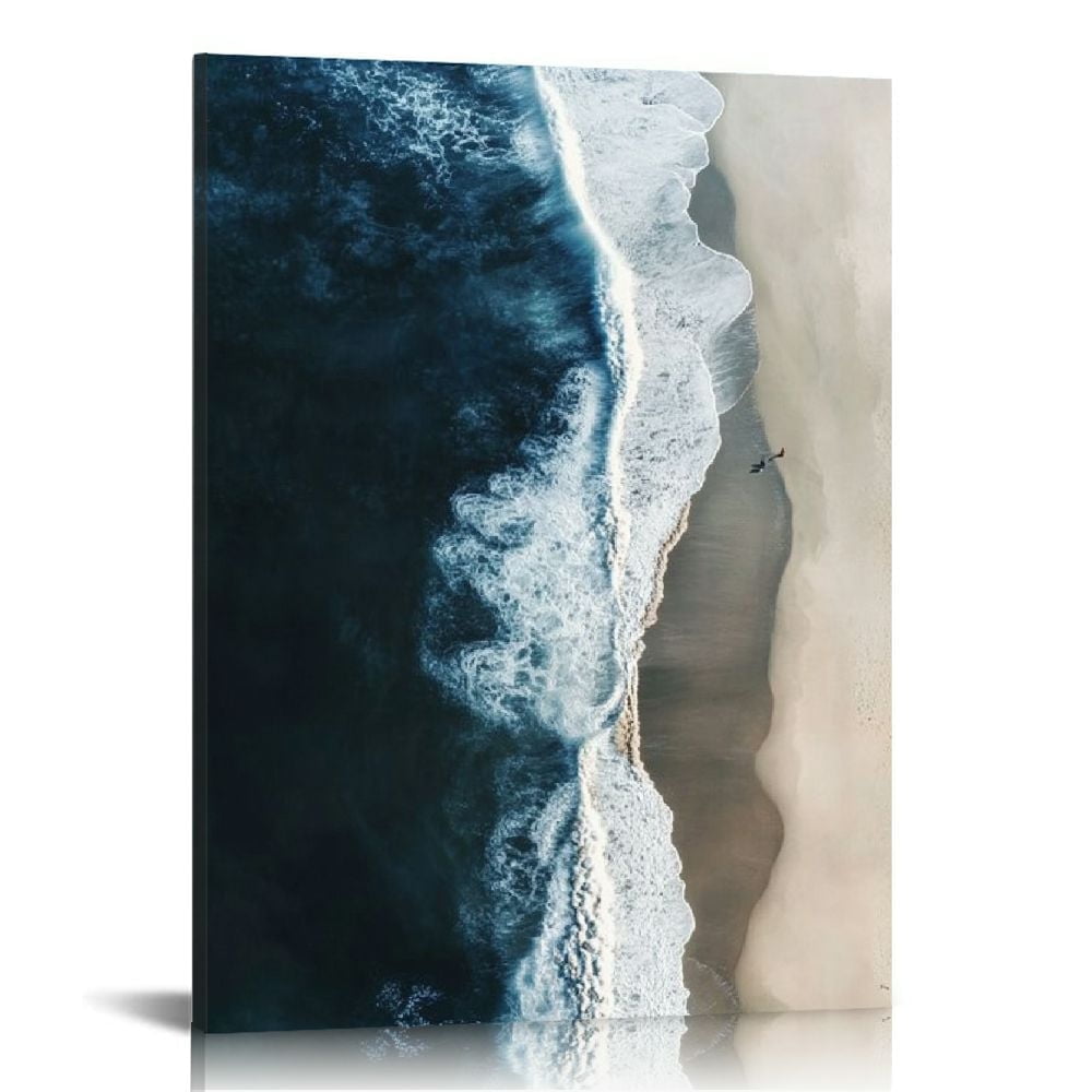 Ocean Wave Canvas Wall Art Navy Blue Ocean Pictures Beach Scene ...
