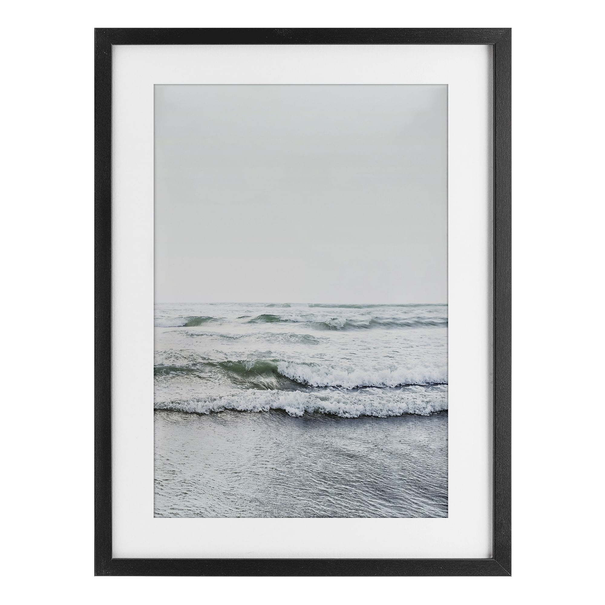 Stupell Industries Ocean Wave Cascade Monochrome Black Framed Print ...