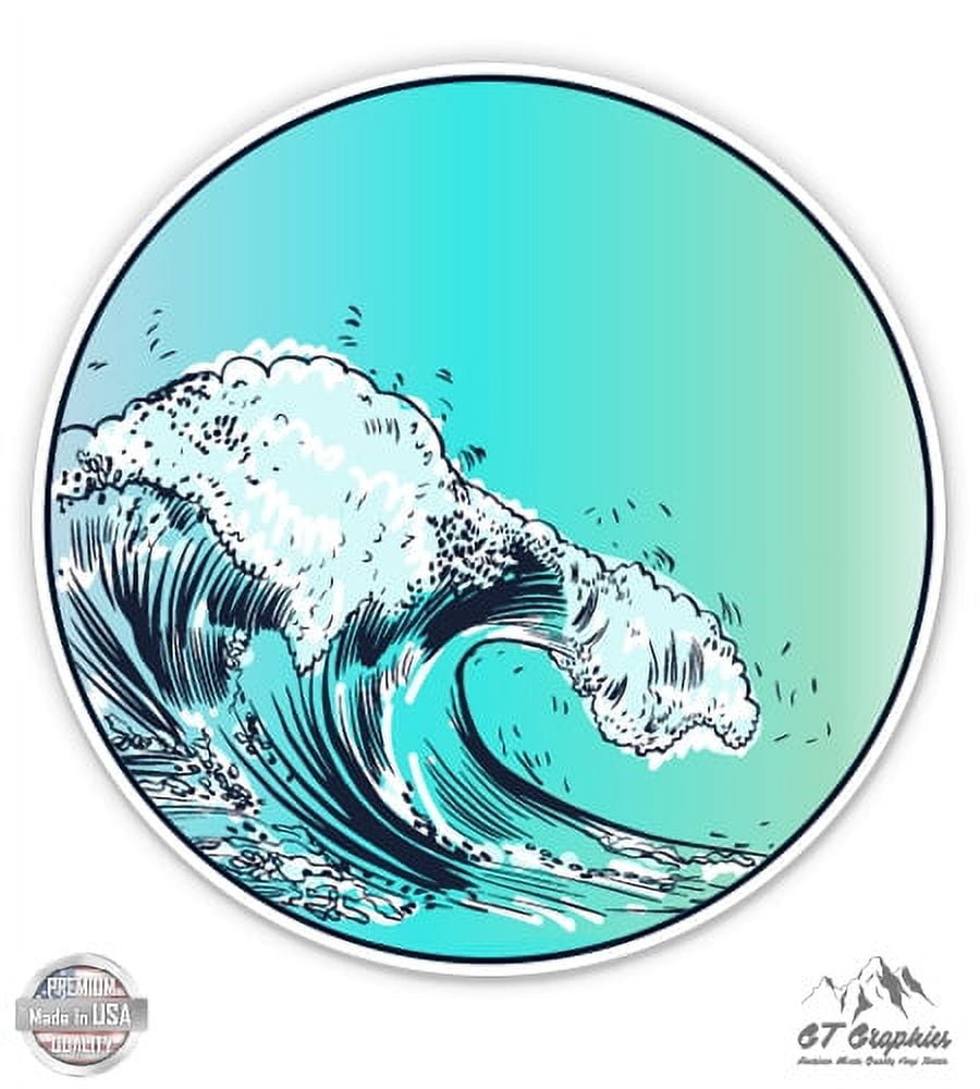 Ocean Wave Colorful Pretty - 12" Vinyl Sticker Waterproof Decal ...