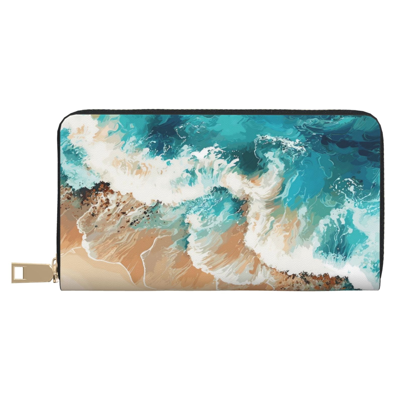 Ocean Wave Crash Wallet Women, Leather Bifold Multi Card Wallet, Women ...