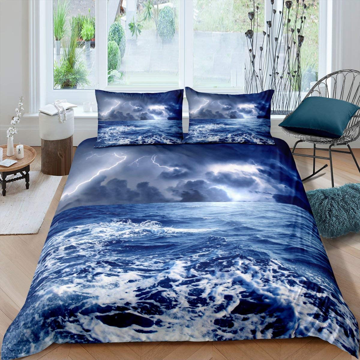 Ocean Wave Duvet Cover Set Full Size Waves Bedding Set Hawaiian ...