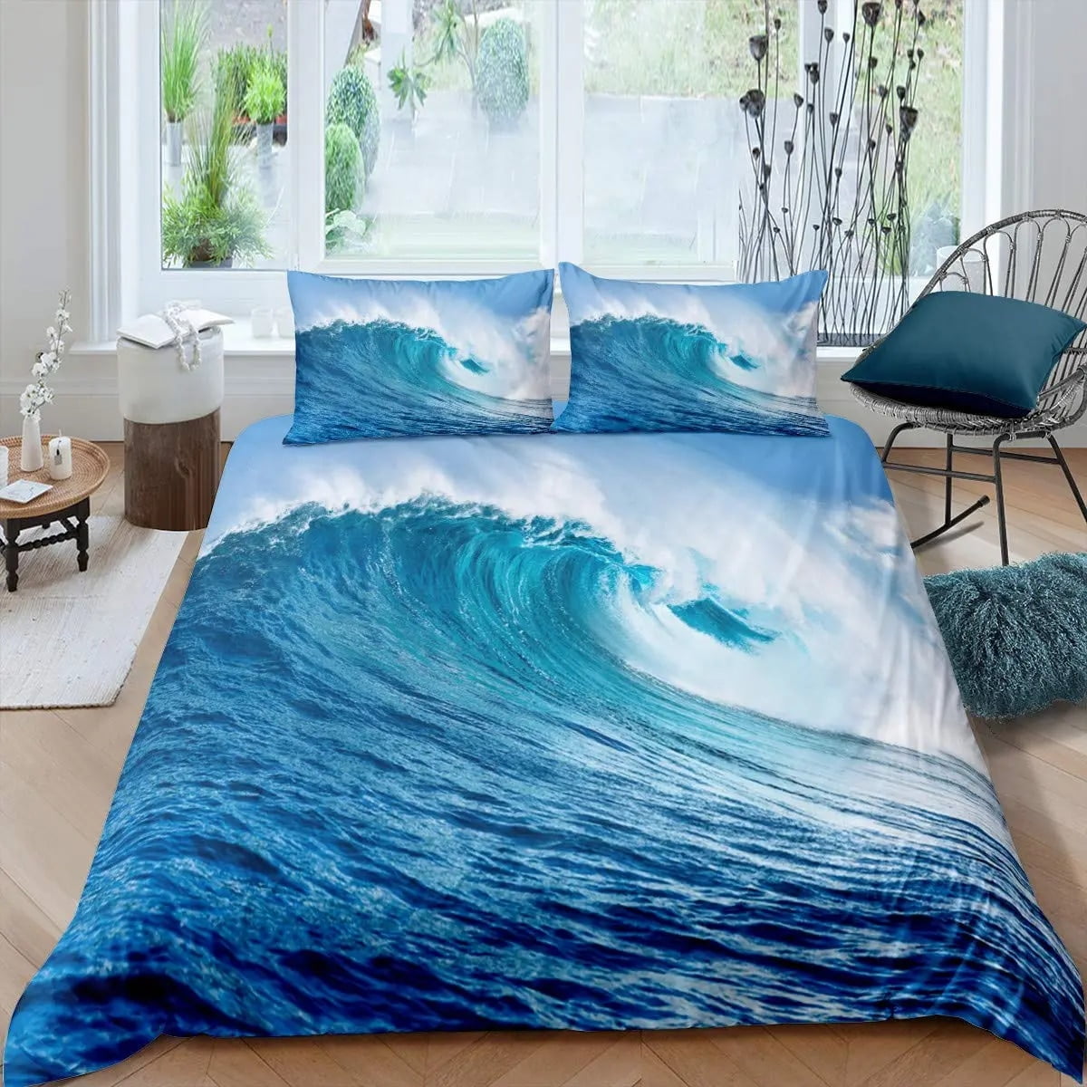 Ocean Wave Duvet Cover Set Full Size Waves Bedding Set Hawaiian ...