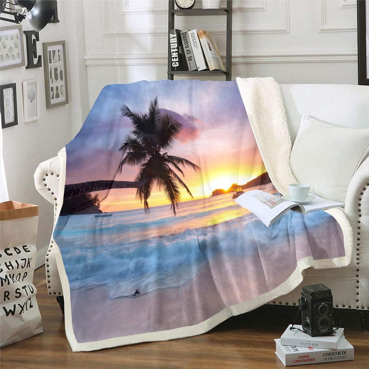 Ocean Wave Fleece Throw Blanket for Bed Sofa Couch Summer Sea Beach ...