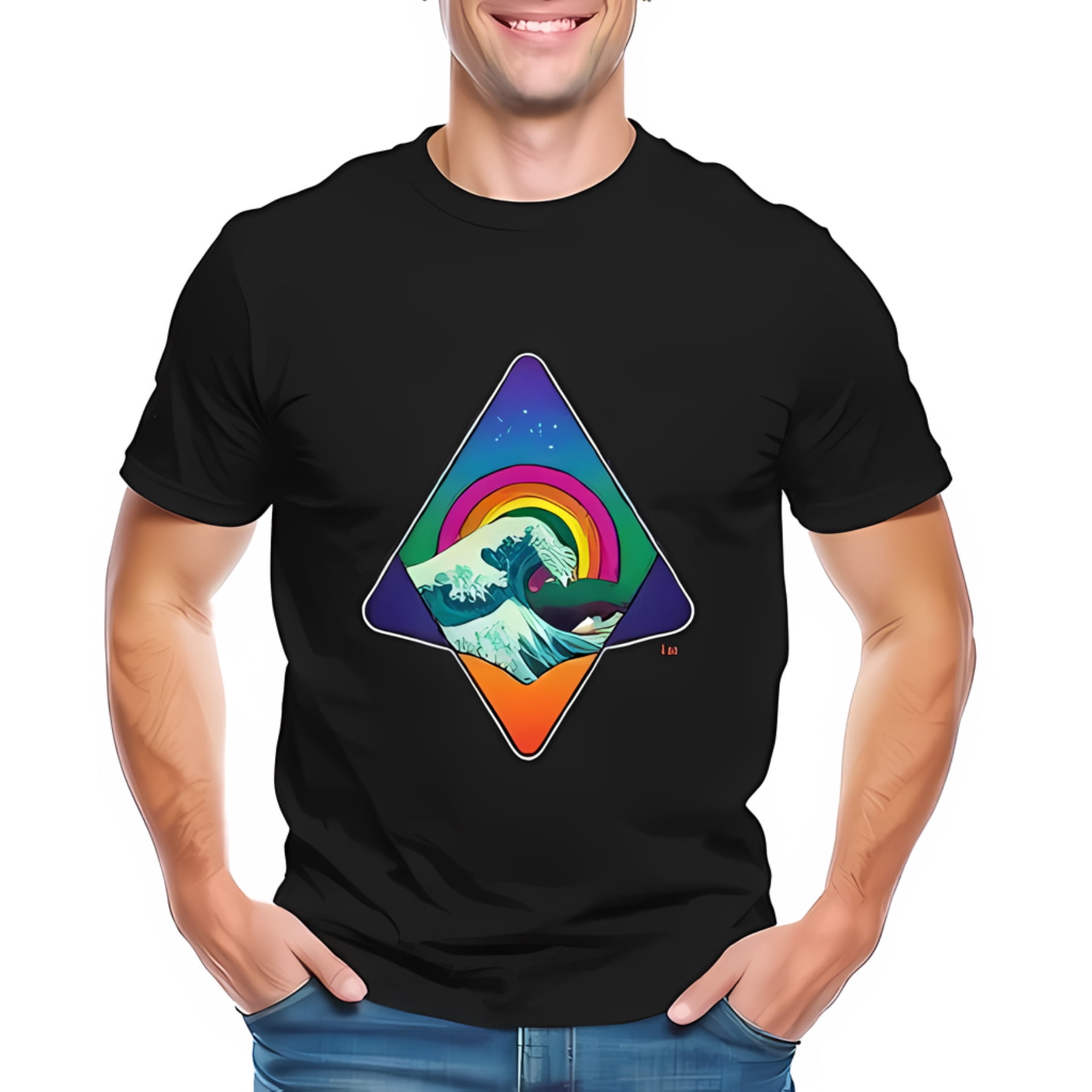 Ocean Wave Graphic Cotton Short Sleeve T-Shirt - Inspired Design with ...