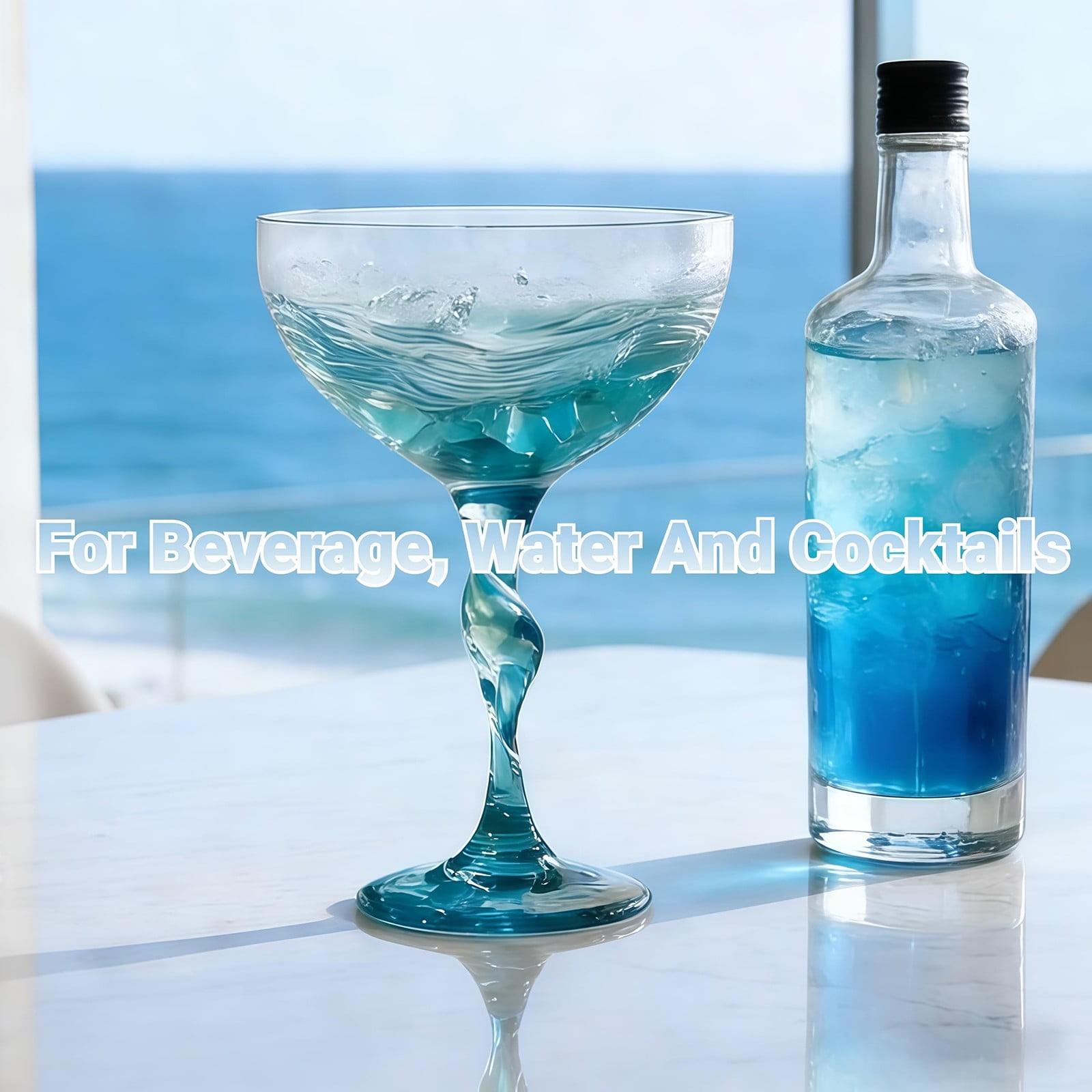 Ocean Wave Handcrafted Glass, Ocean Wave Sea Glass Wine Glass for Dates ...