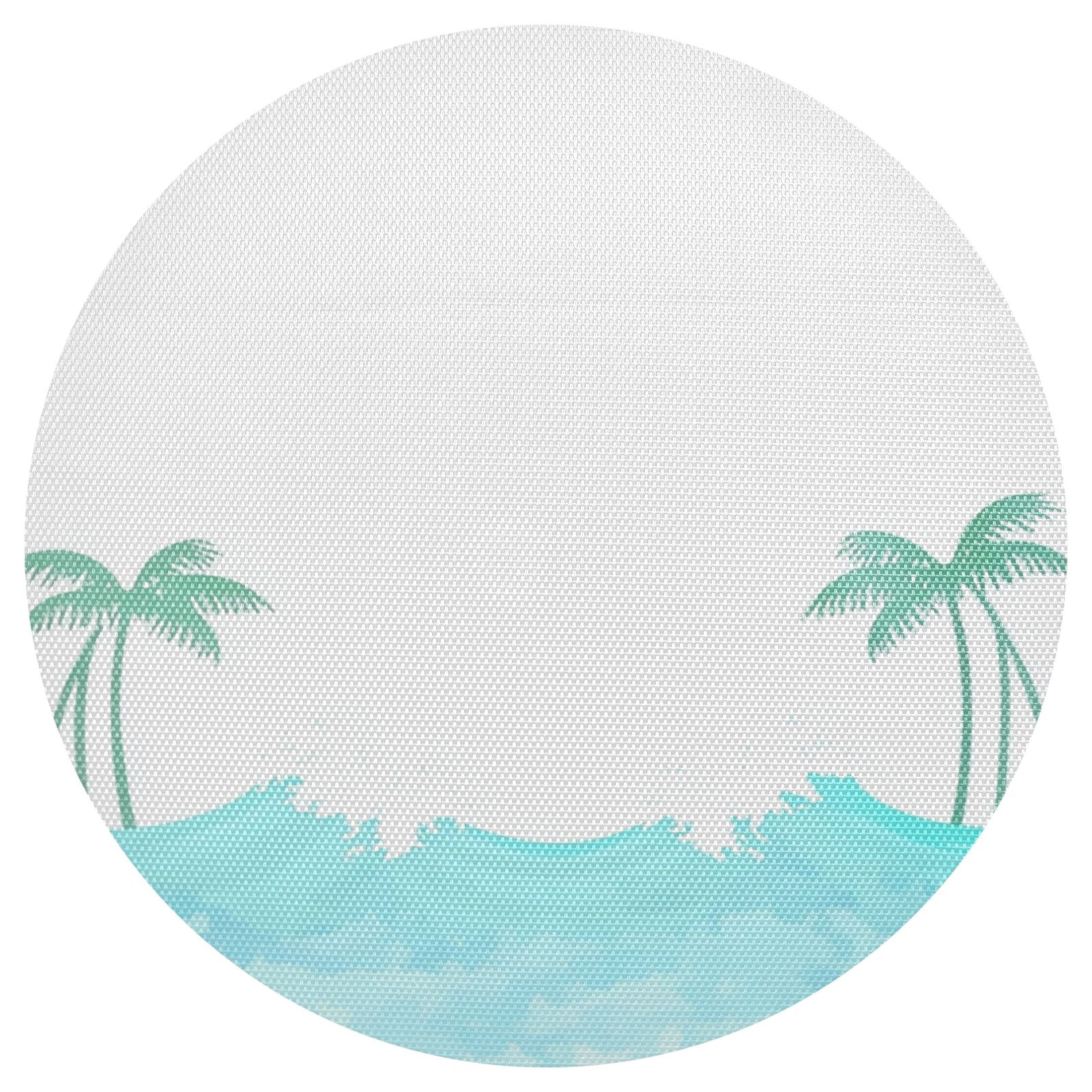 Ocean Wave Illustration 15.4in Diameter PVC Plate Mat, Heat-Resistant ...