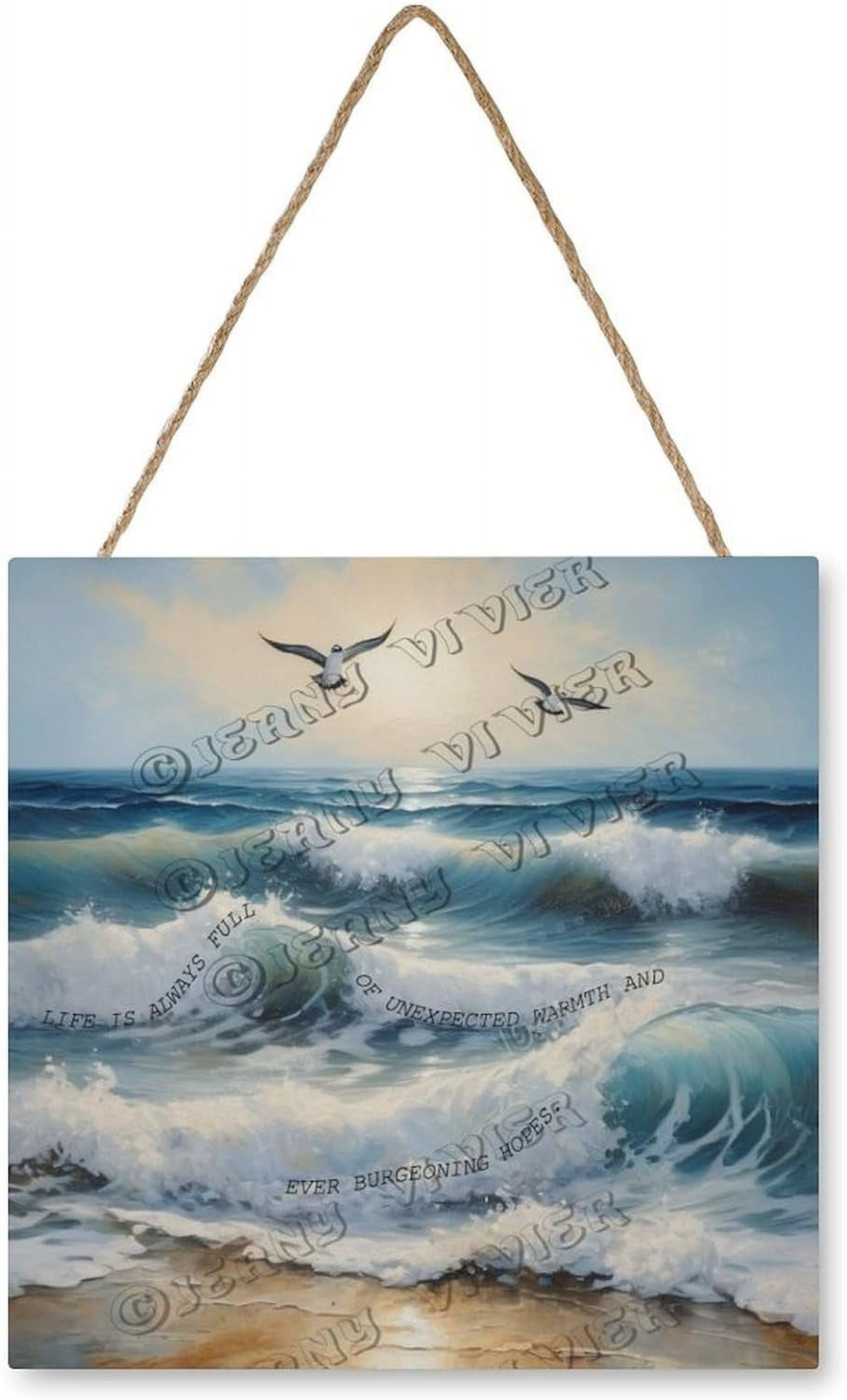 Ocean Wave Inspirational Quote Wooden Hanging Sign Rustic Wall Hanging ...