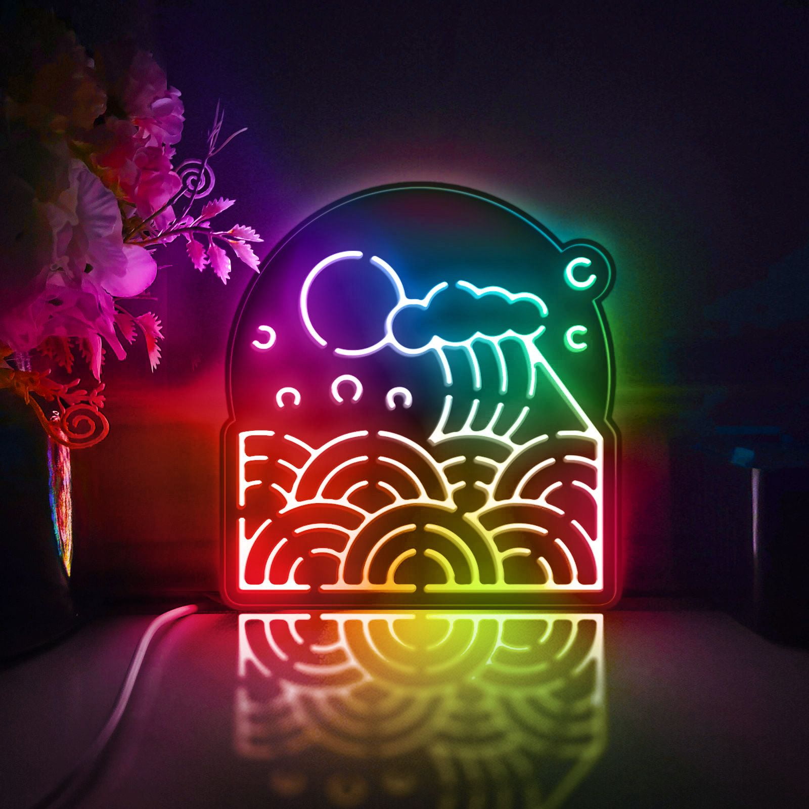 Ocean Wave Led Light Box, Dimmable Neon-Like Light Signs USB Power for ...