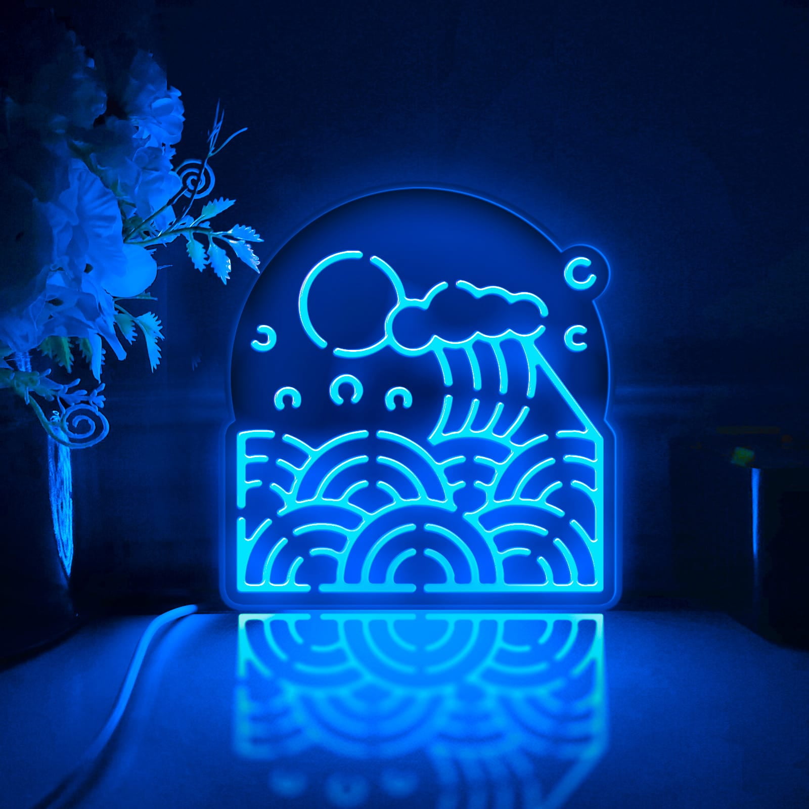 Ocean Wave Led Light Box, Dimmable Neon-Like Light Signs USB Power for ...