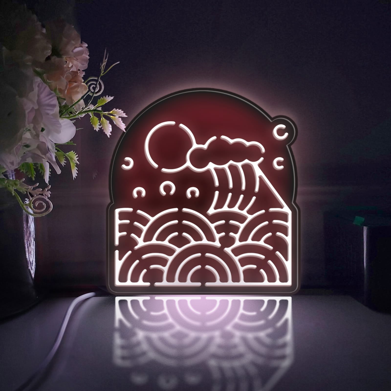 Ocean Wave Led Light Box, Dimmable Neon-Like Light Signs USB Power for ...