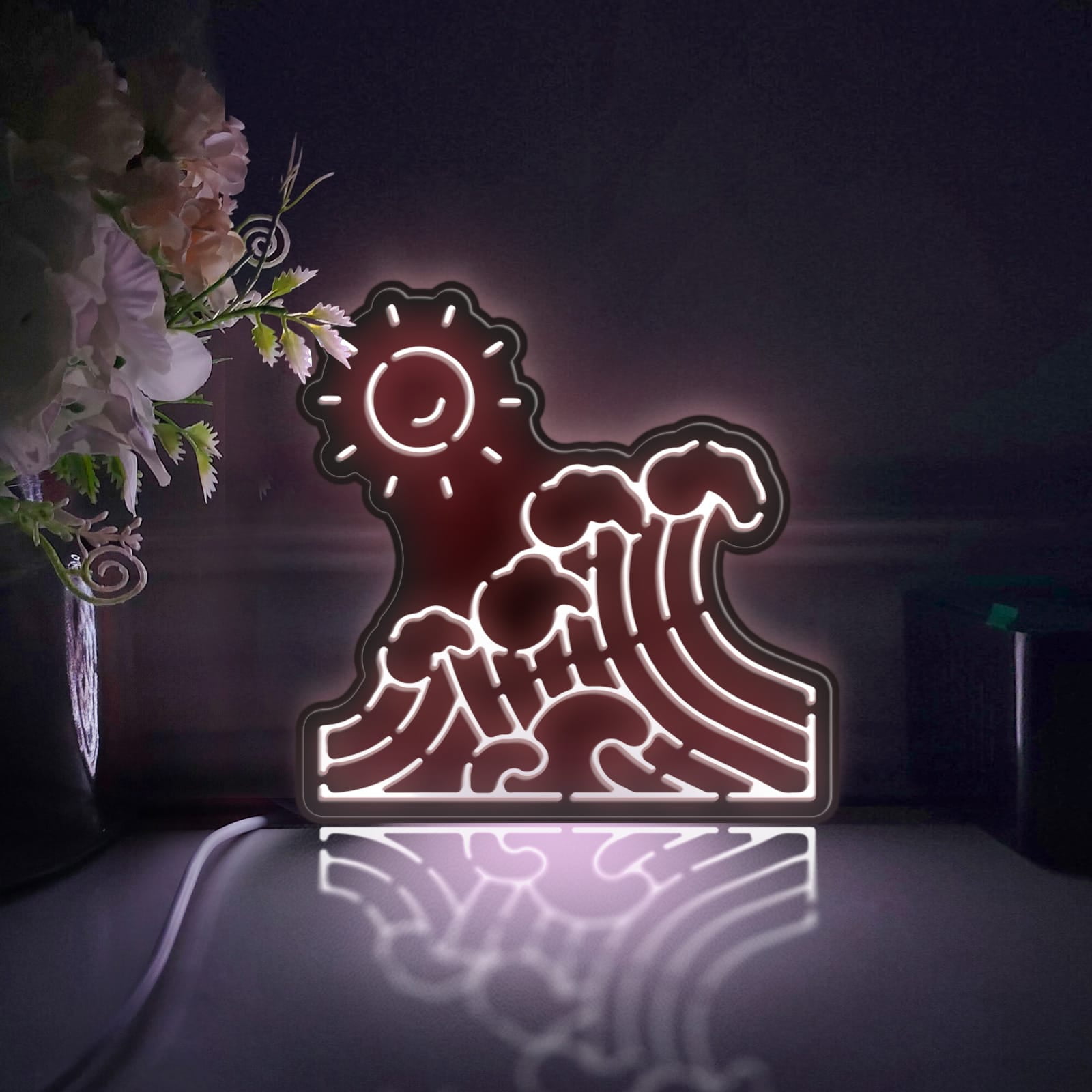 Ocean Wave Led Light Box, Dimmable Neon-Like Light Signs USB Power for ...