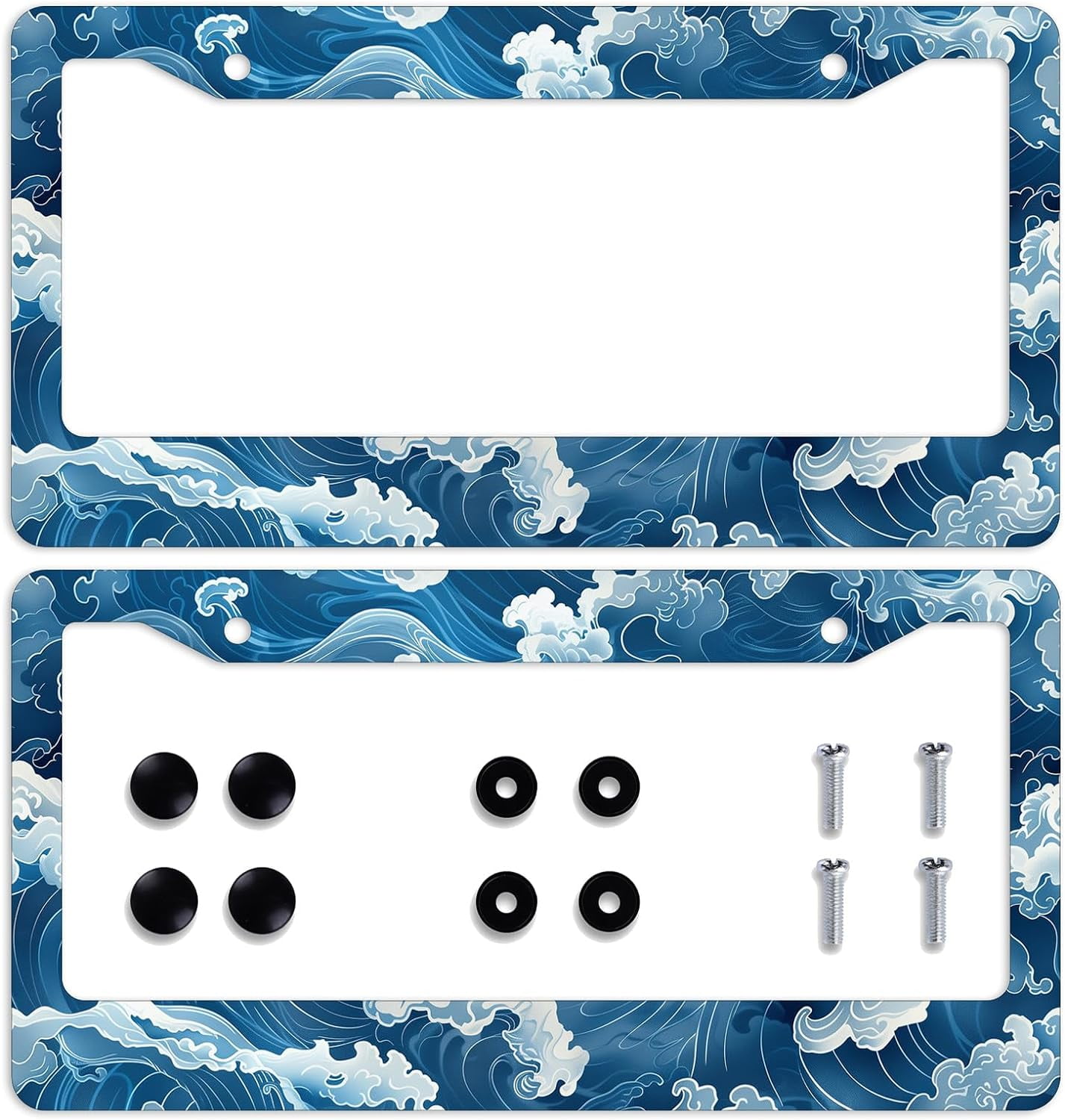 Ocean Wave License Plate Frame Japanese Traditional Waves License Plate ...
