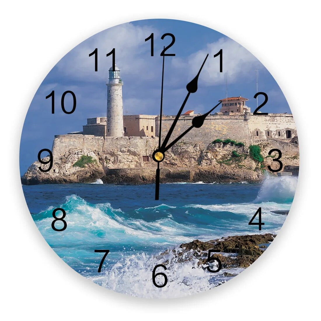 Ocean Wave Lighthouse Wall Clock Home Decor Bedroom Silent Clock ...