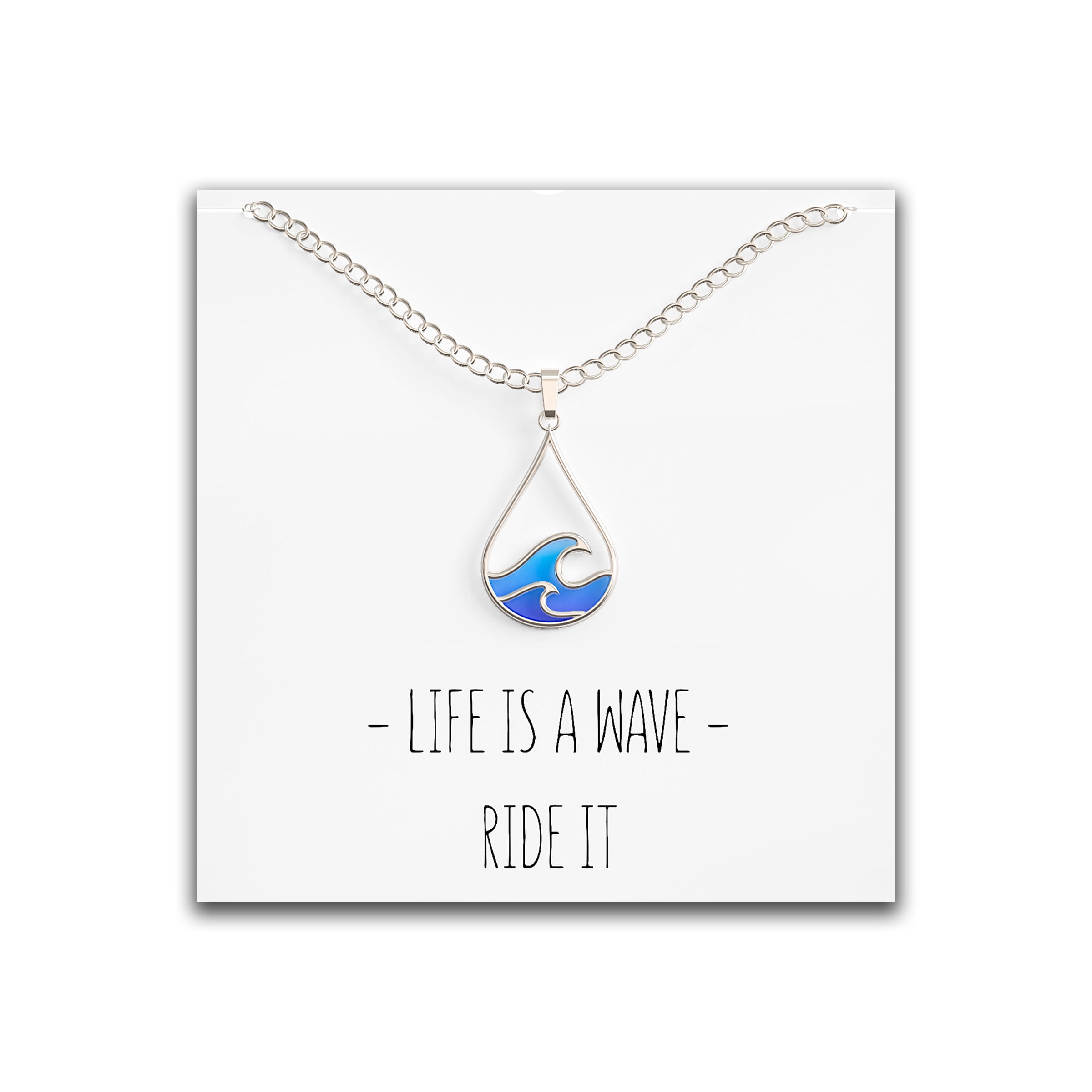 Ocean Wave Necklace – Cute Drop Shape Pendant for Surfer, Sea Lover ...