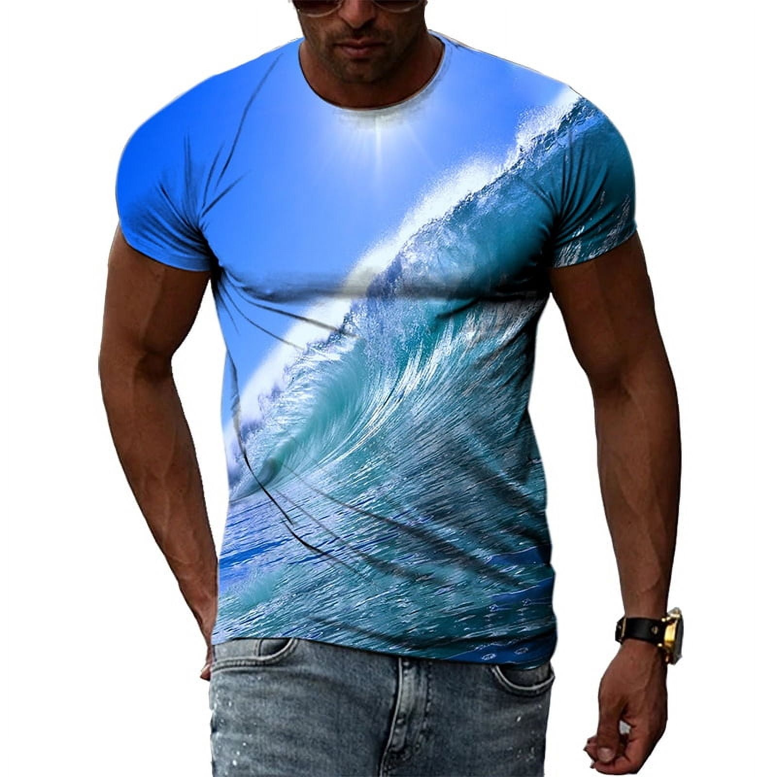 Ocean Wave Pattern TShirts Summer Fashion Beach Short Sleeve 3d Printed ...