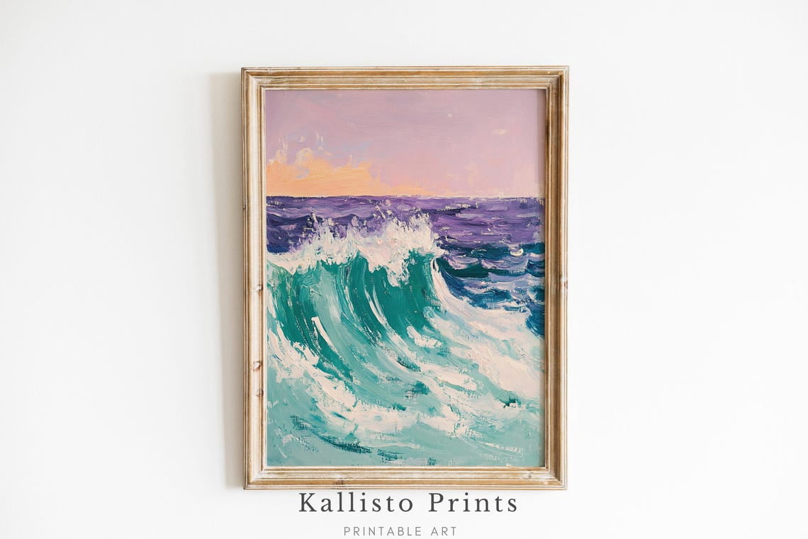 Ocean Wave Poster, Seascape Wall Art, Coastal , Beach House Decor ...