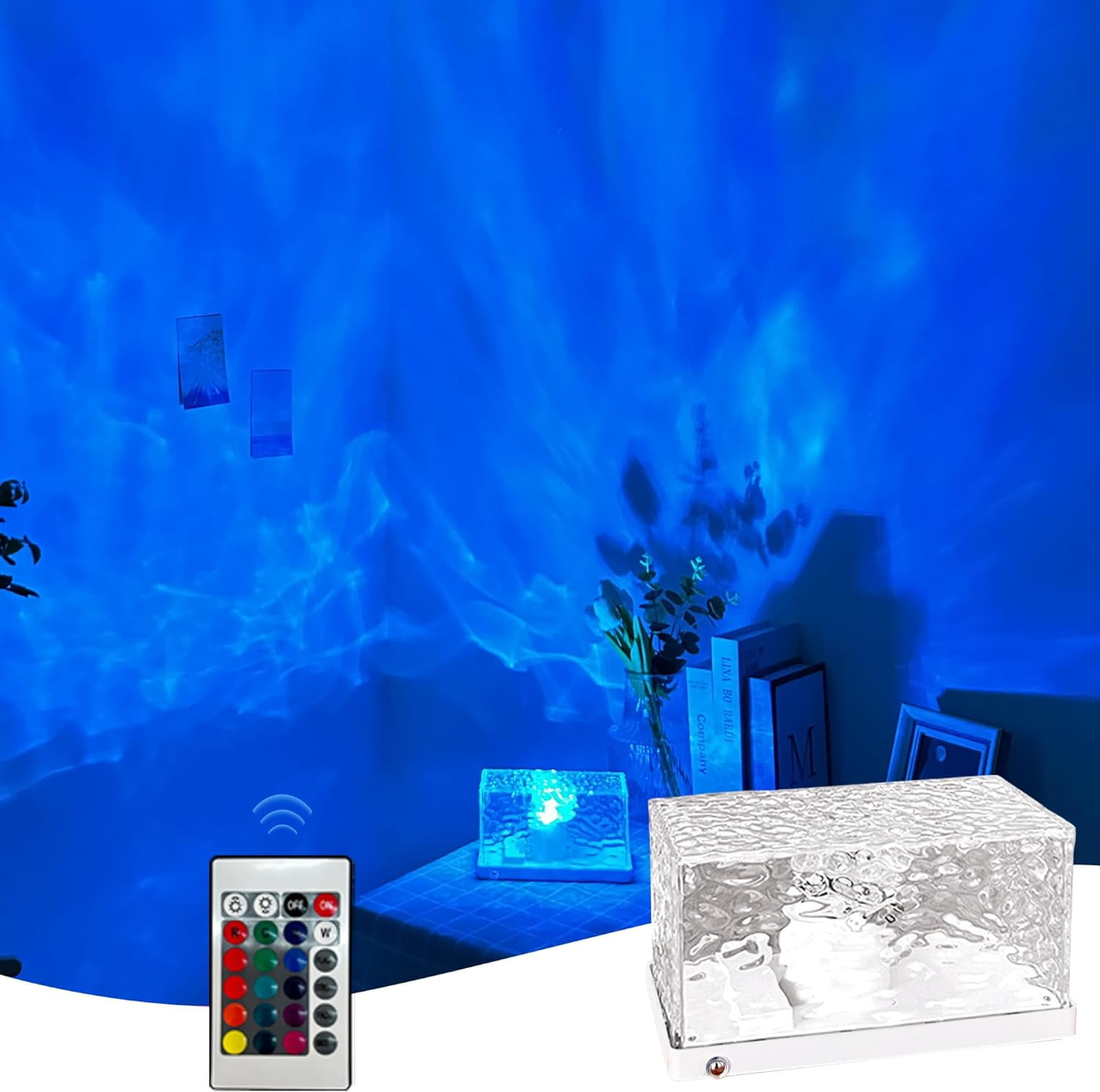 Ocean Wave Projector Light,16 Colors Rotating Water Wave Lamp Projector ...