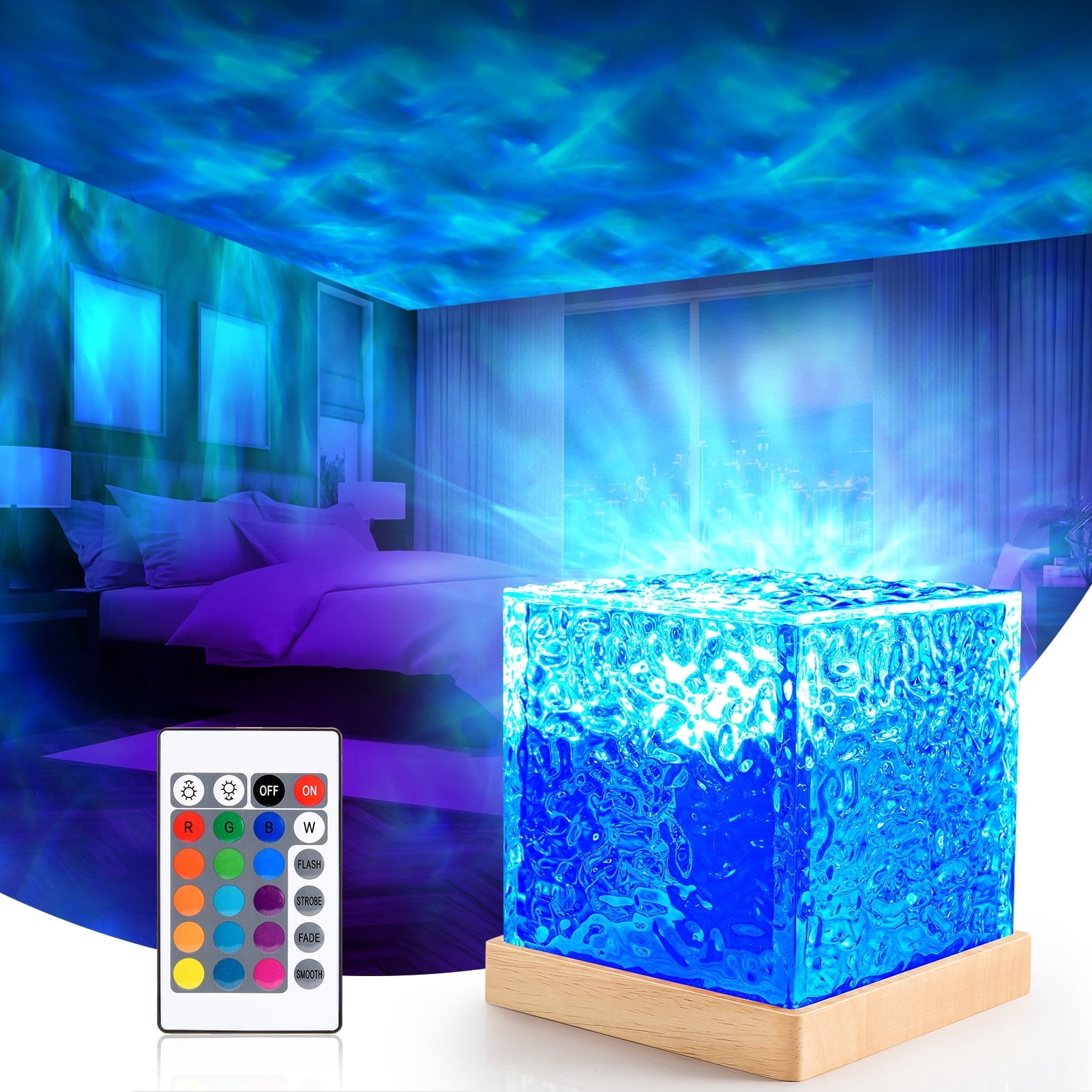 Colorful Changing LED Ocean Wave Projector Light, Water Wave Kids Night ...