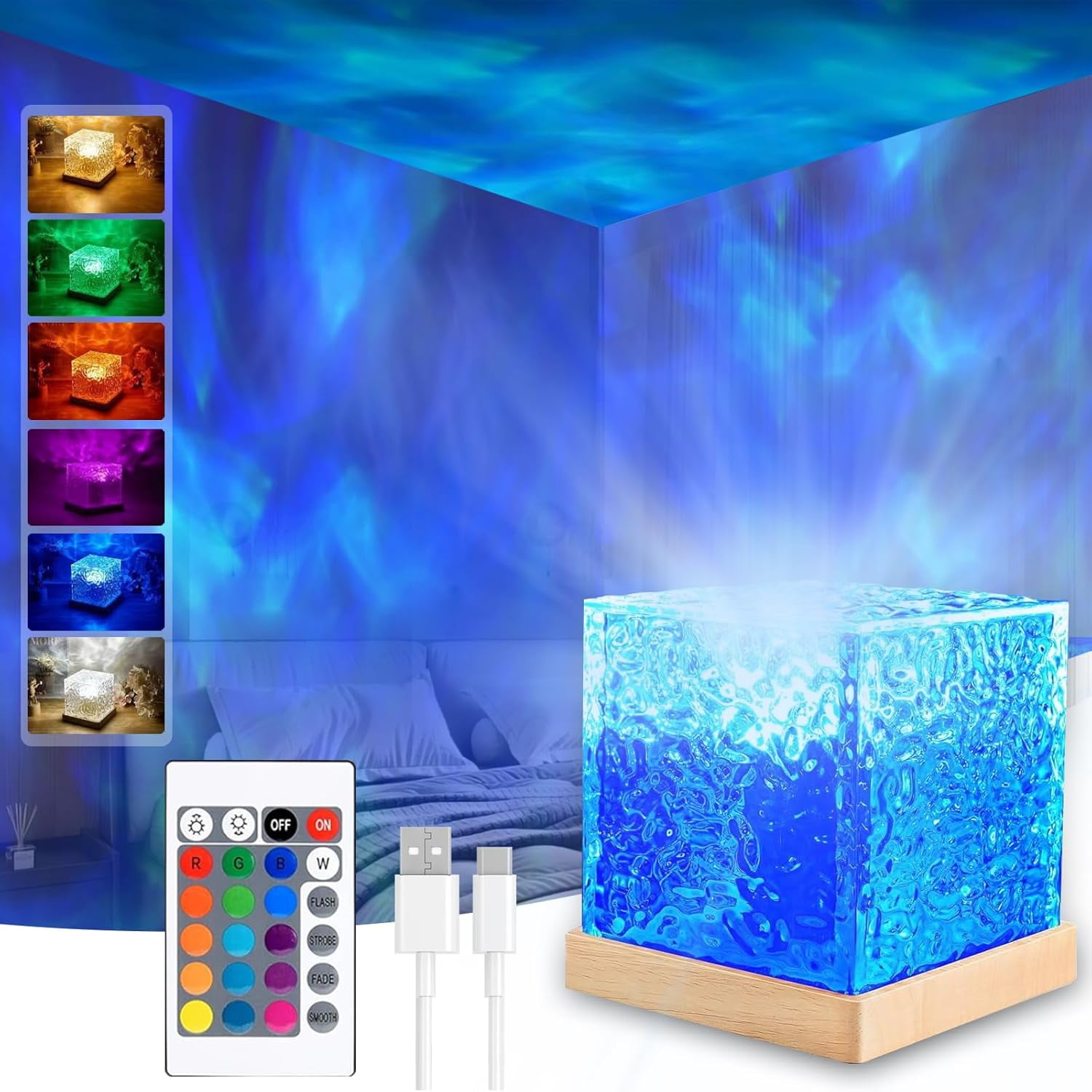 Ocean Wave Projector Light, Northern Lights Projector, 16 Colors Water ...