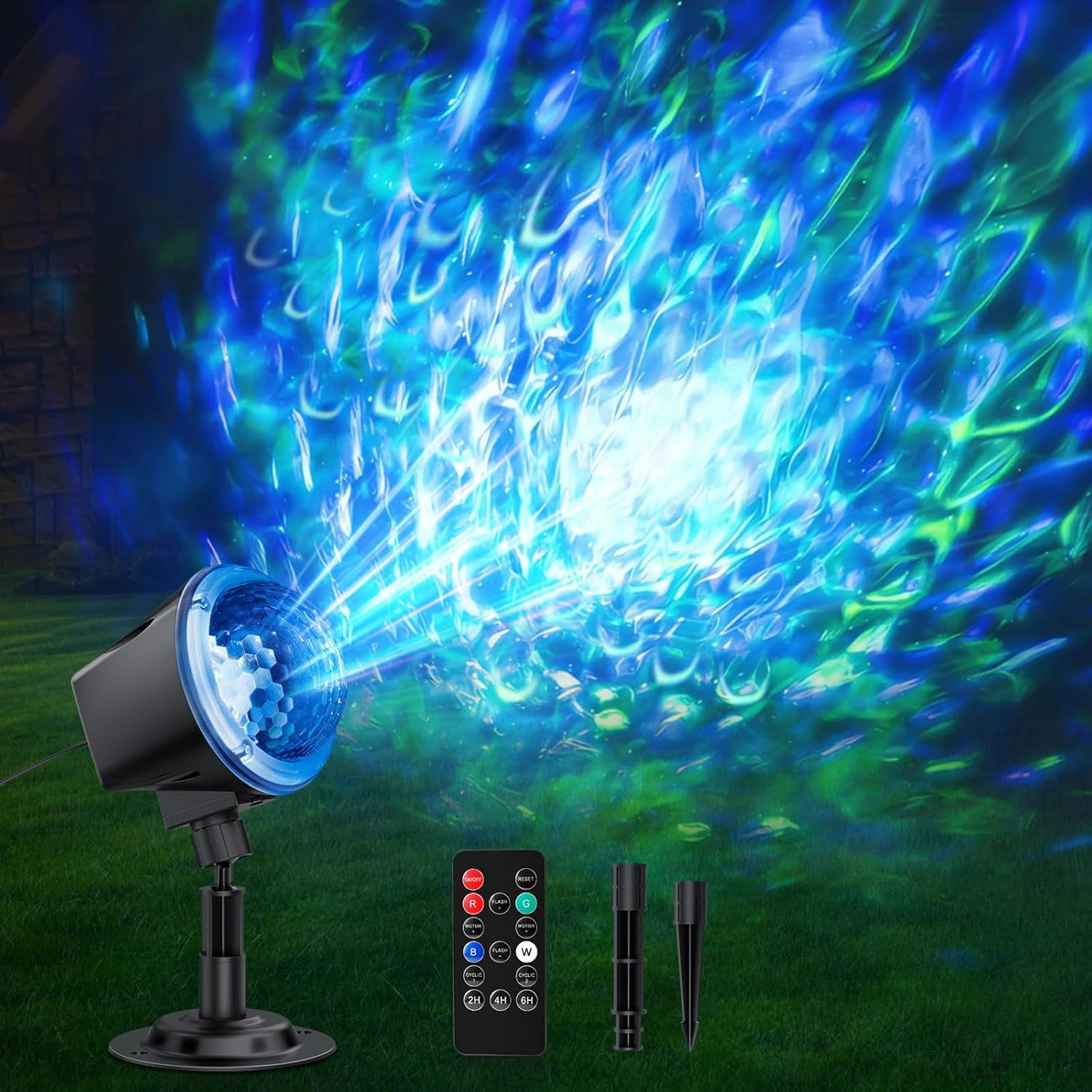 Ocean Wave Projector Light Outdoor 15 Colors Water Ripple Lights with ...