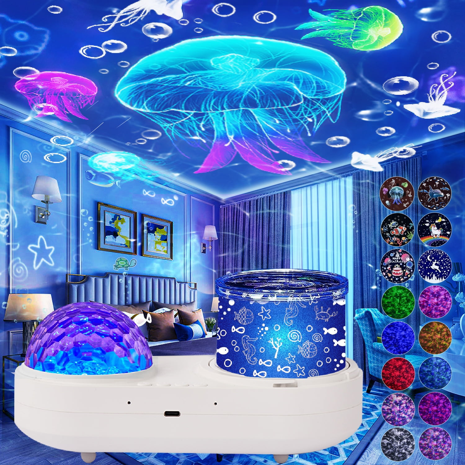 KISTRA Ocean Wave Projector, Night Light for Kids Bedroom, 10 Colors, 6 ...
