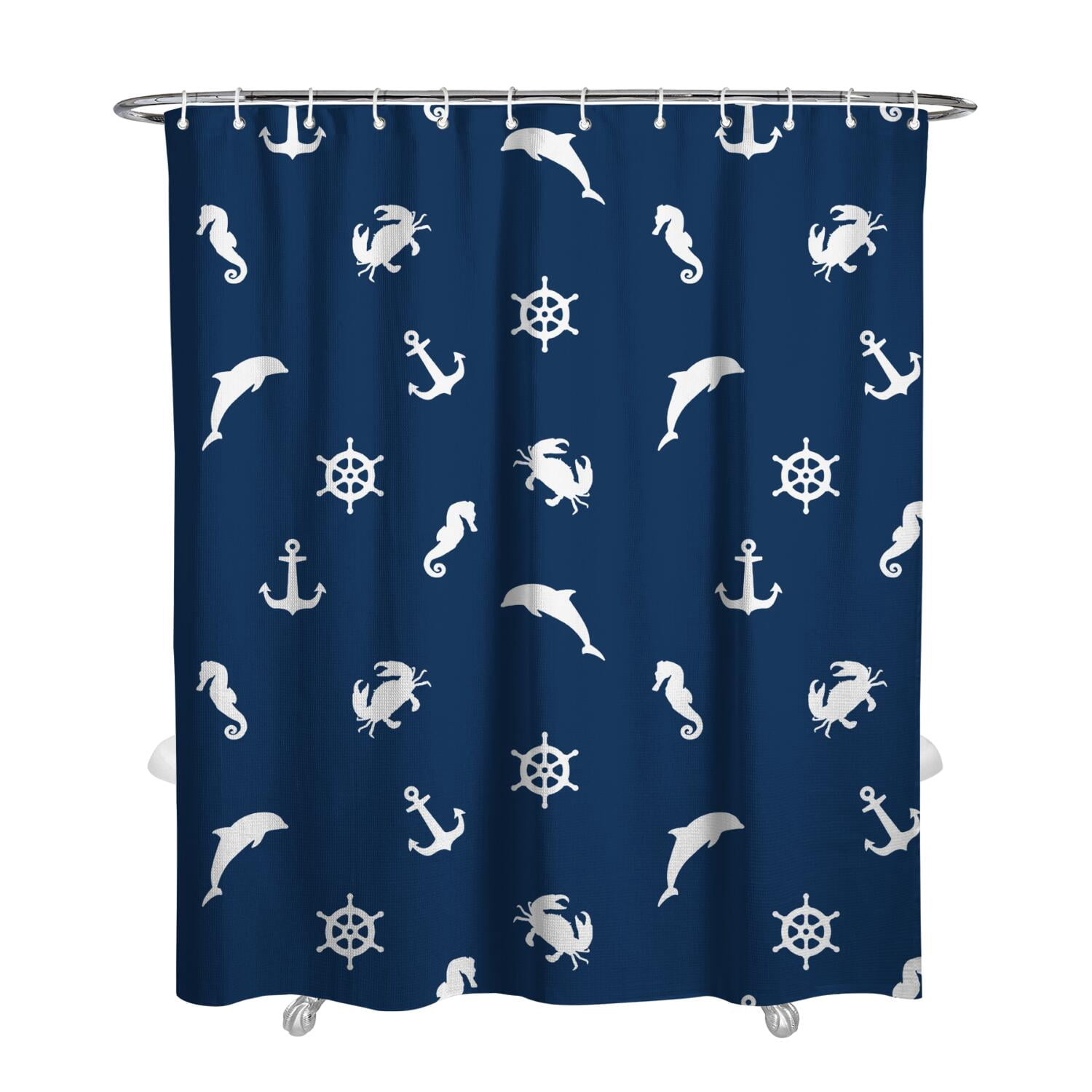 Ocean Wave Shower Curtain 72" x 84" Waterproof Fade-Resistant Fabric ...