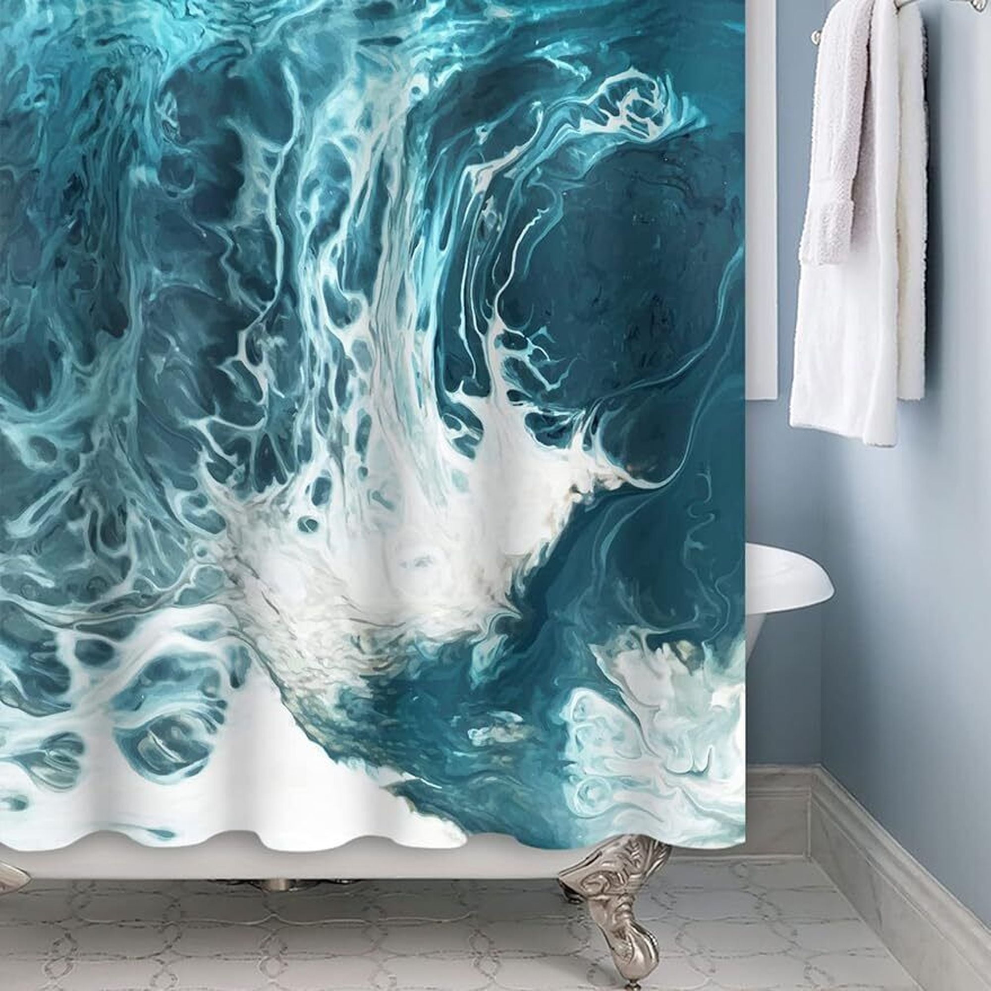 Sea Wave Shower Curtain Ocean Seawater Bathroom Curtain - Walmart.com