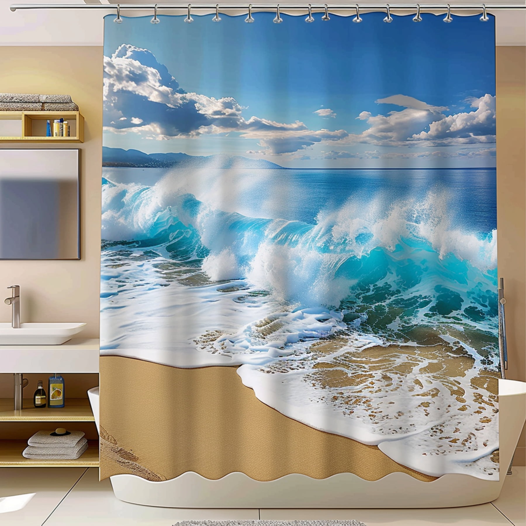 Ocean Wave Shower Curtain for a Relaxing Bathroom Escape - Walmart.com