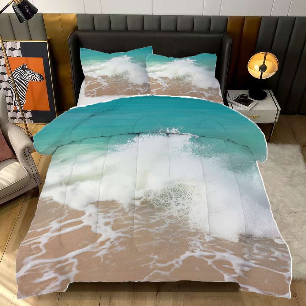 Ocean Wave Splash Comforter Set Twin Size Bedding Set For Travl Bedroom ...