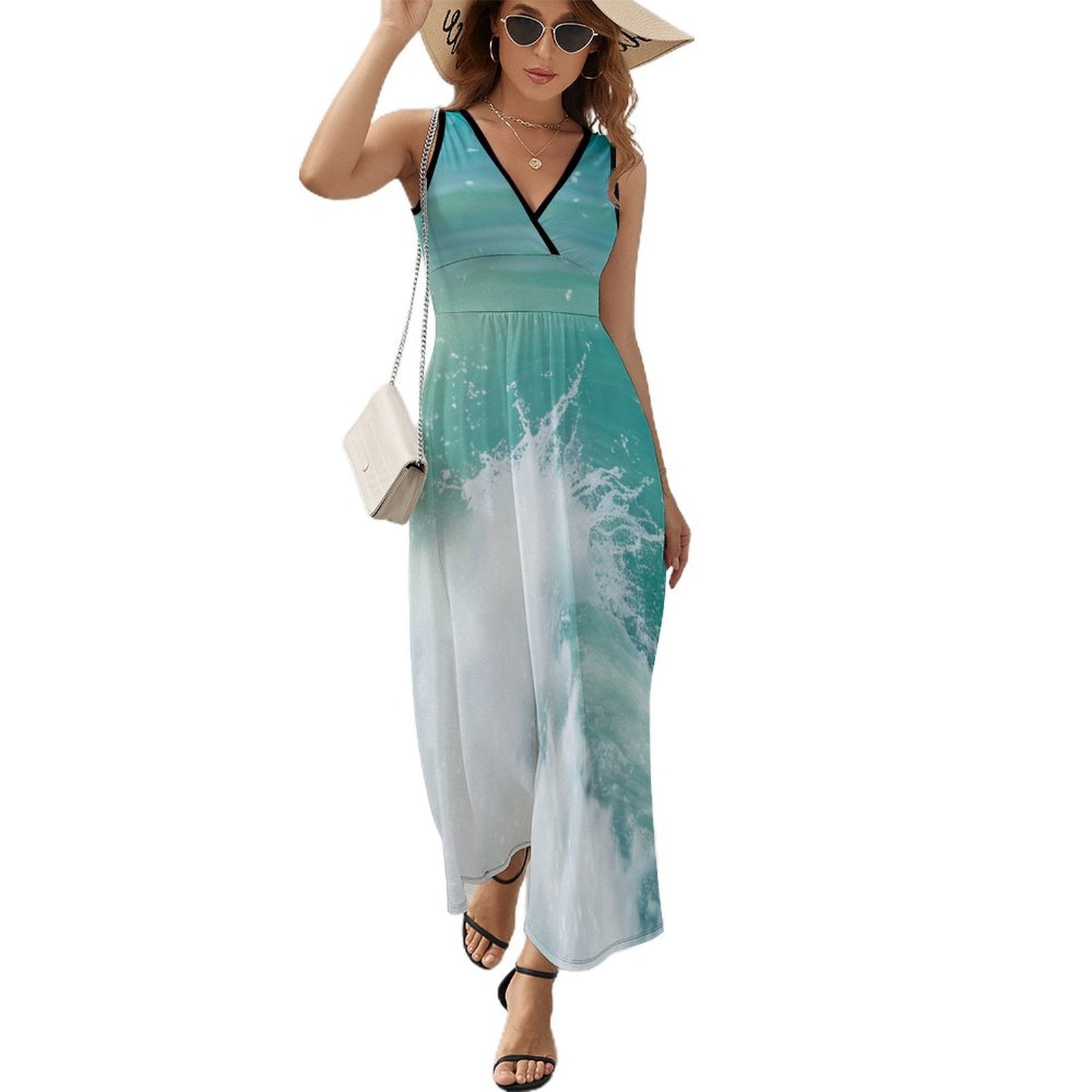 Ocean Wave Splash Dress Fashion Boho Beach Long Dresses Female Party ...