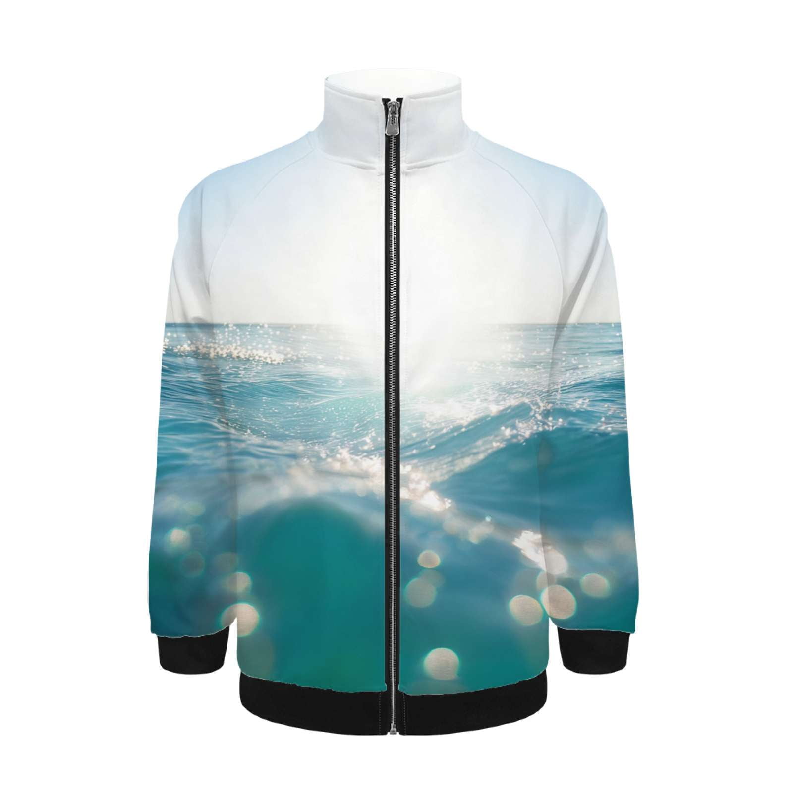 Ocean Wave Splash Jacket Men's Street Cool Long Sleeves Coat Personality Tops Oversized Zipper ...