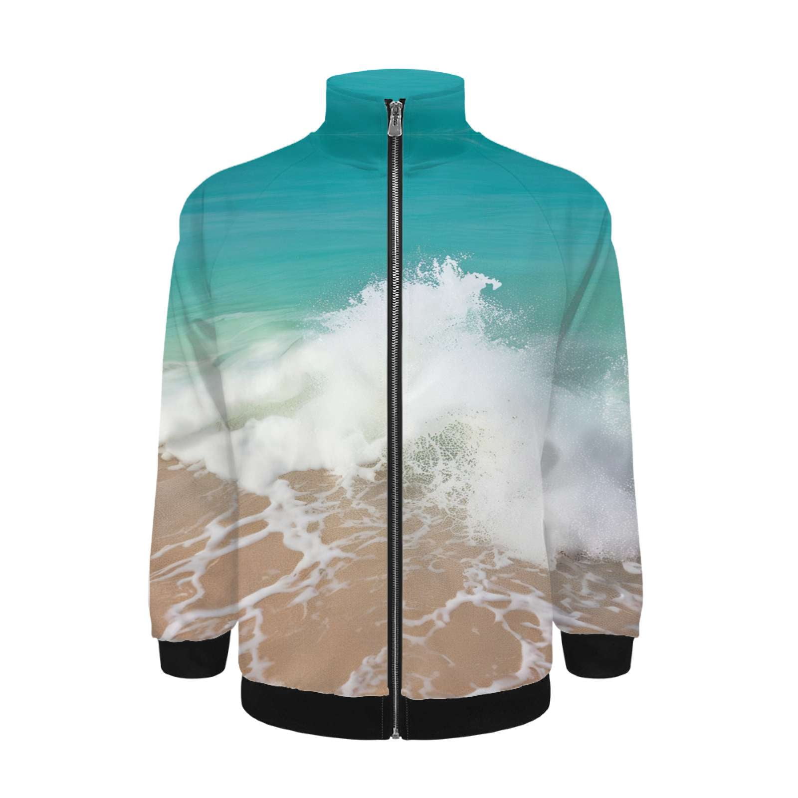 Ocean Wave Splash Jacket Men's Street Cool Long Sleeves Coat Personality Tops Oversized Zipper ...
