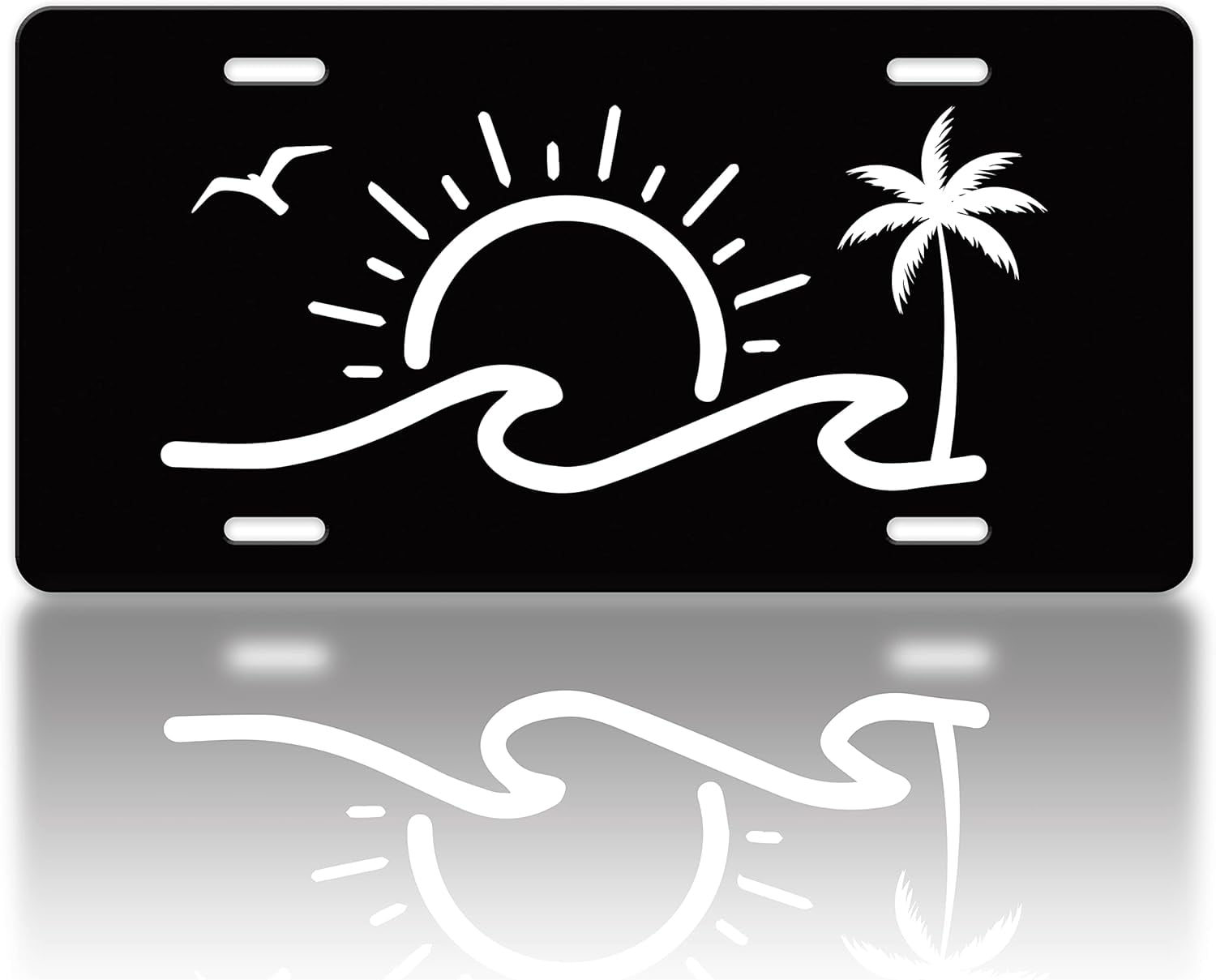 Ocean Wave And Sun License Plate Cover Hawaiian Palm Tree License Plate ...