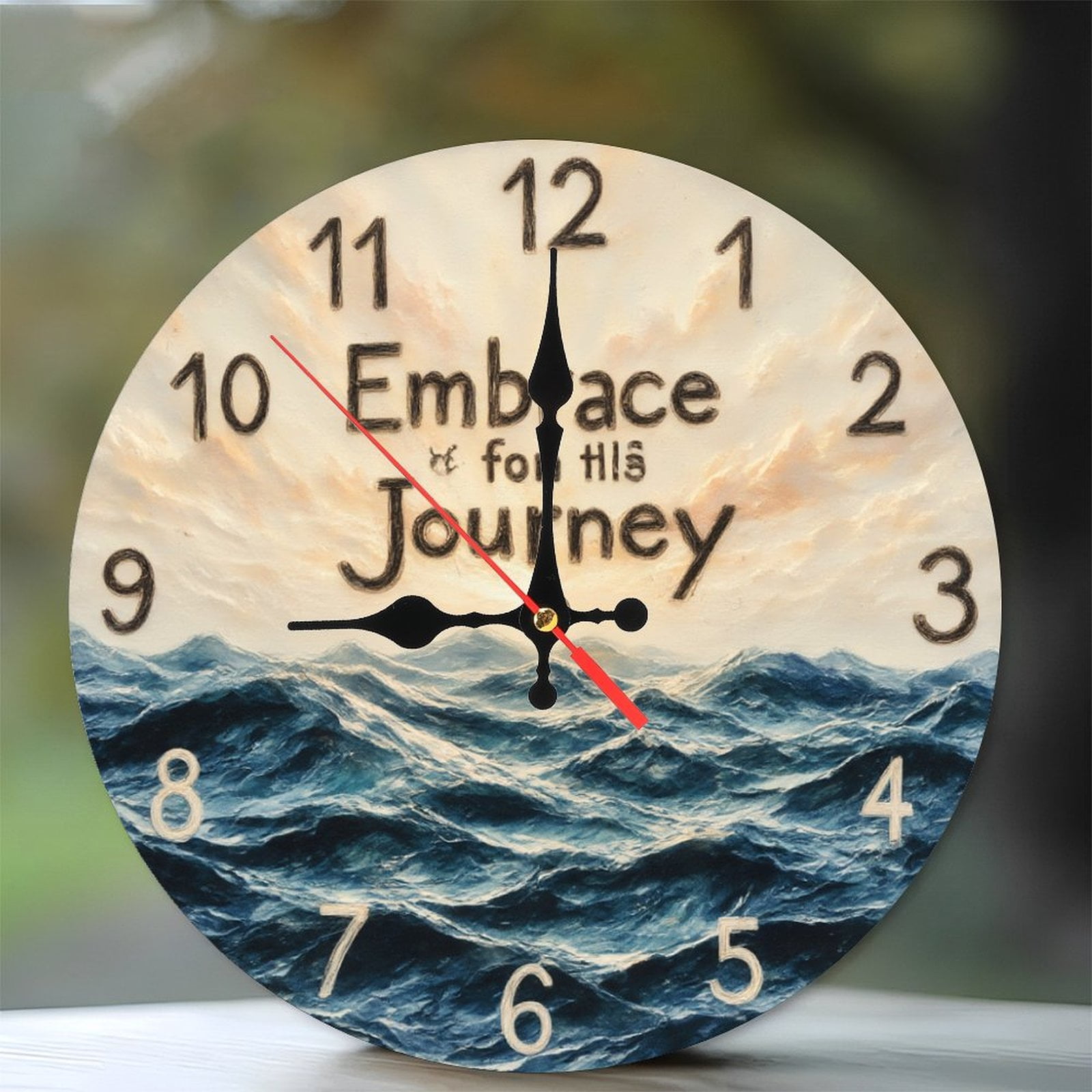 Ocean Wave Sunset Journey Clock Wall Art 10-Inch Silent Wooden Wall ...
