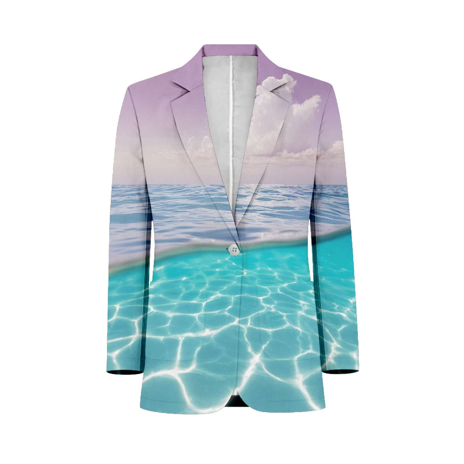 Ocean Wave Sunset Print Customized Men's Suits full man Shawl Collar ...