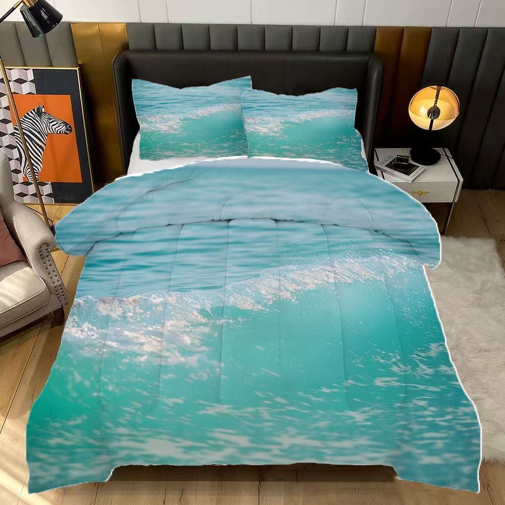 Ocean Wave Texture Comforter Set Queen Size Bedding Set For Travl ...