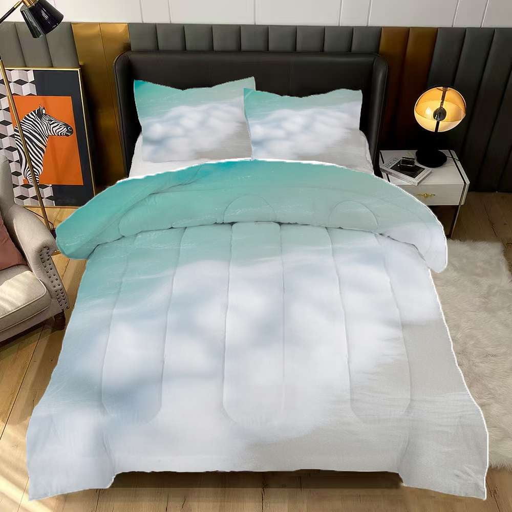 Ocean Wave Texture Print Comforter Set King Size Bedding Set For Travl ...