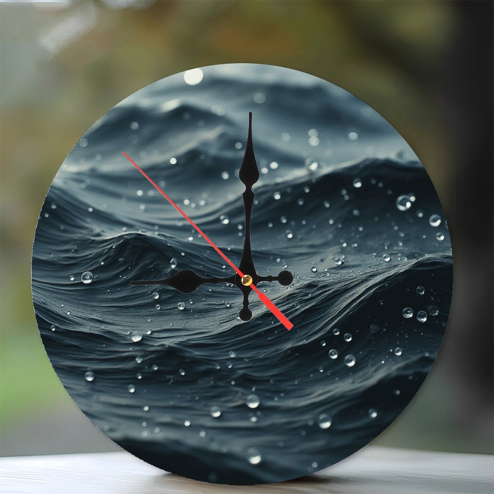 Ocean Wave Textured Art Print for Home Decor 10-Inch Silent Wooden Wall ...