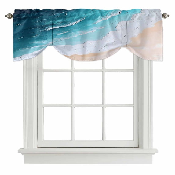 Ocean Wave Tie Up Valance Curtains Summer Beach Adjustable Light ...