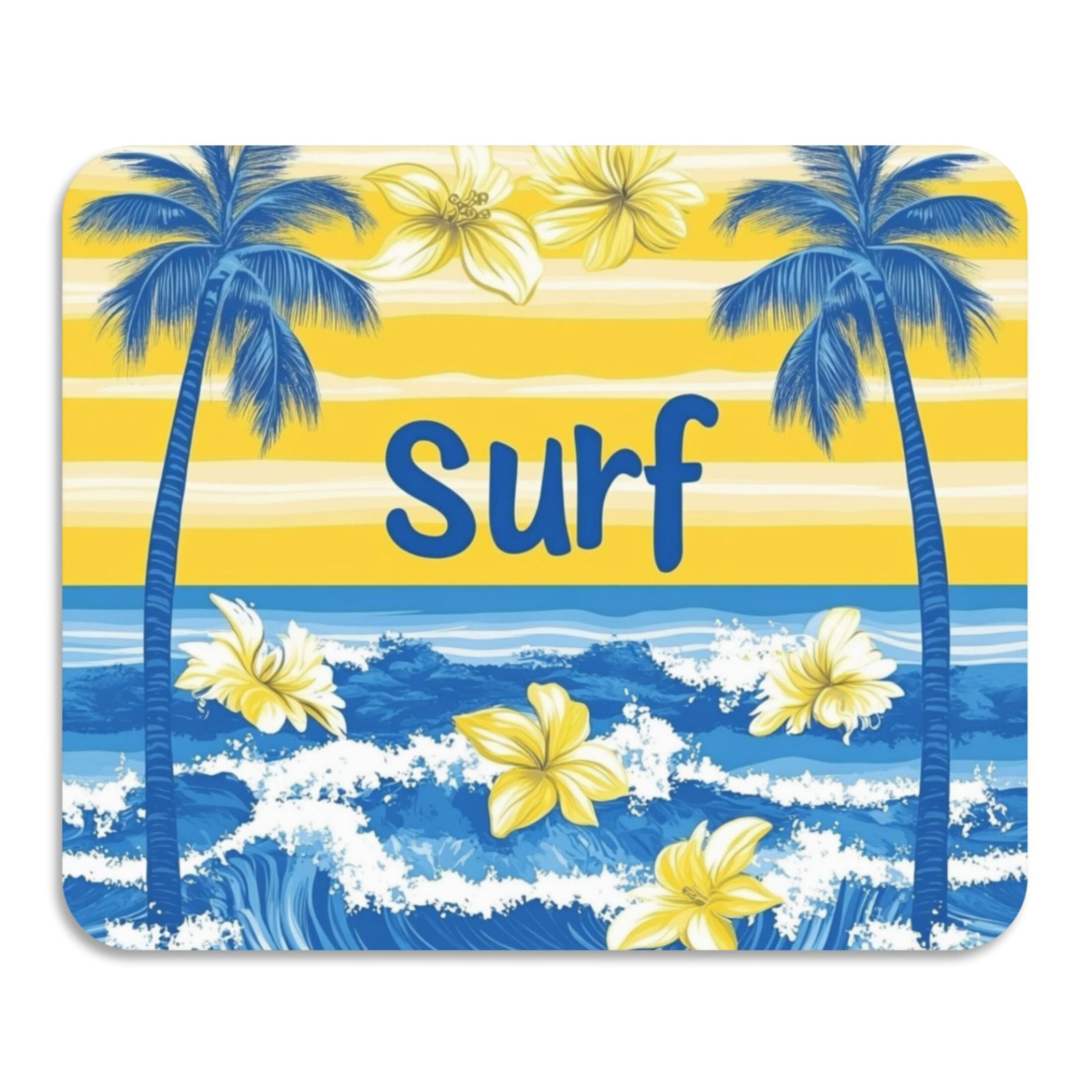 Ocean Wave Tropical Flowers Coconut Trees Diatomite Dish Drying Mat ...